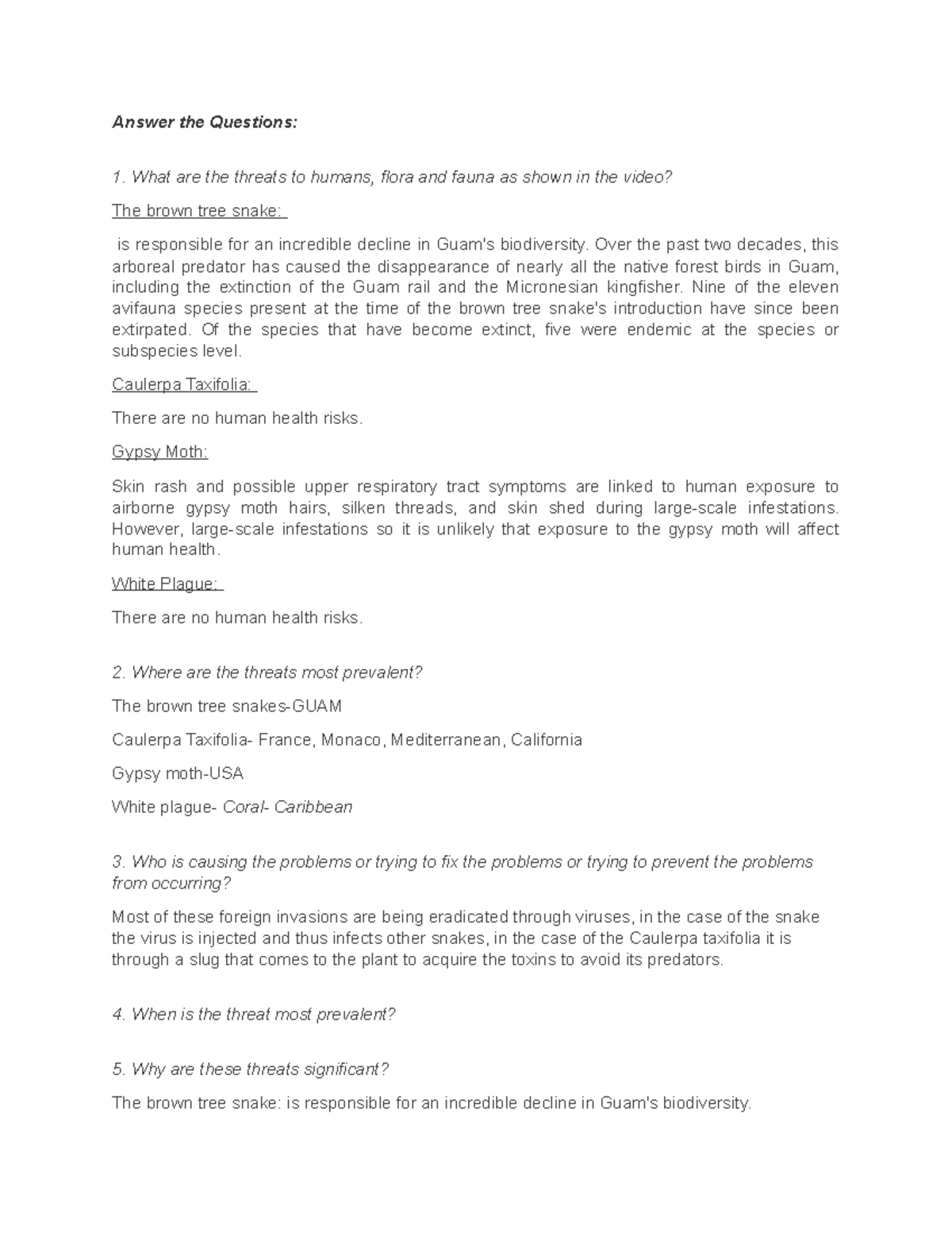 Globalization Alien Invasion - Answer the Questions: What are the ...