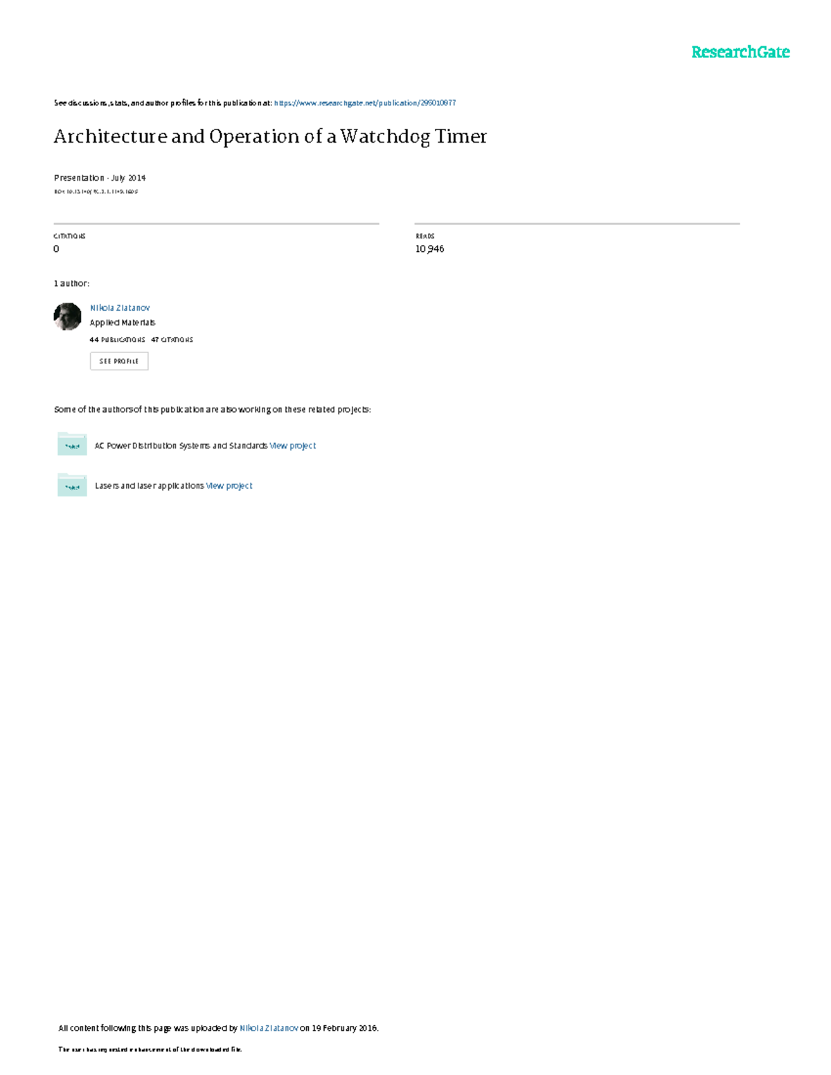Architectureand Operationofa Watchdog Timer - See discussions, stats ...
