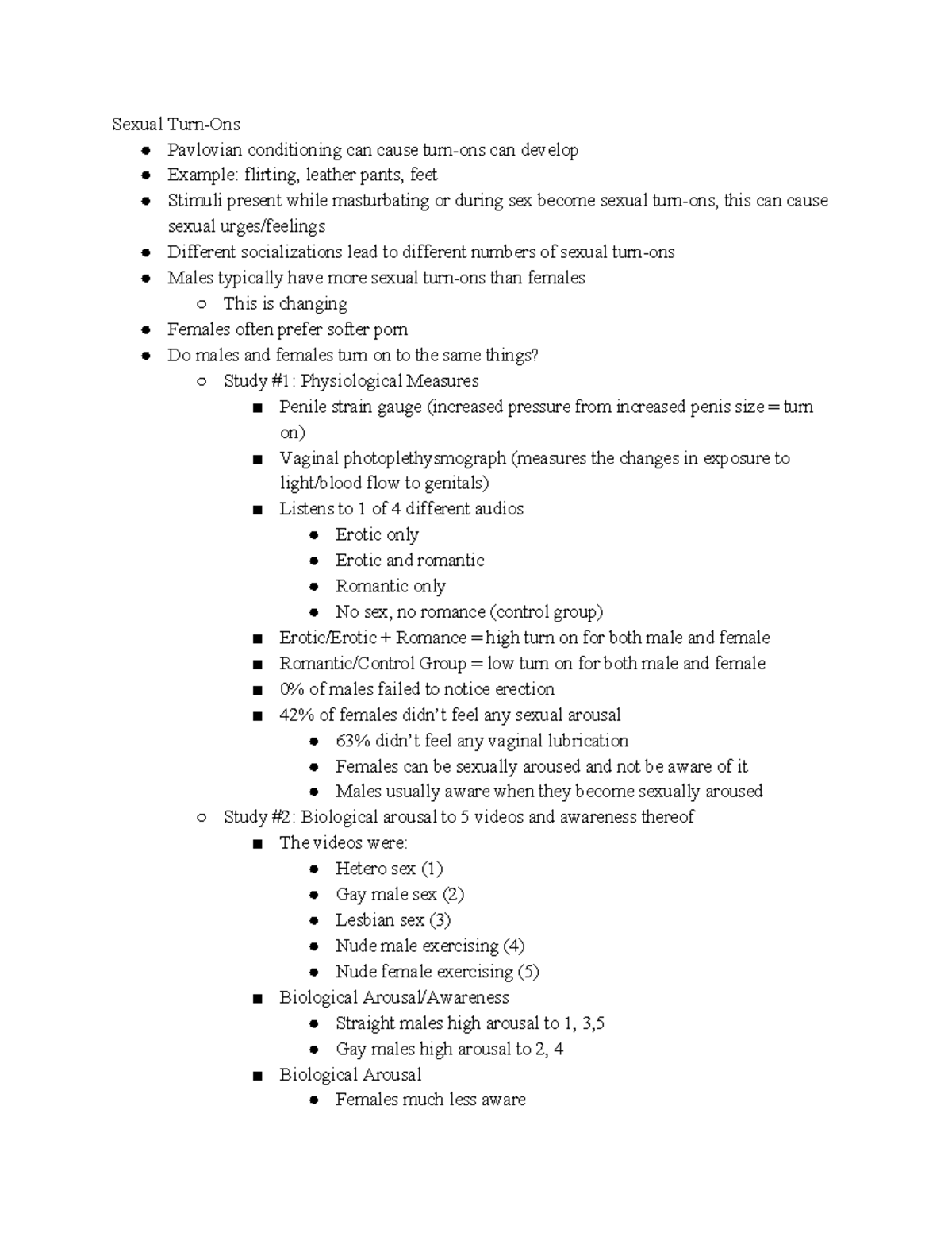 Class notes 3 - Sexual Turn-Ons Pavlovian conditioning can cause turn ...