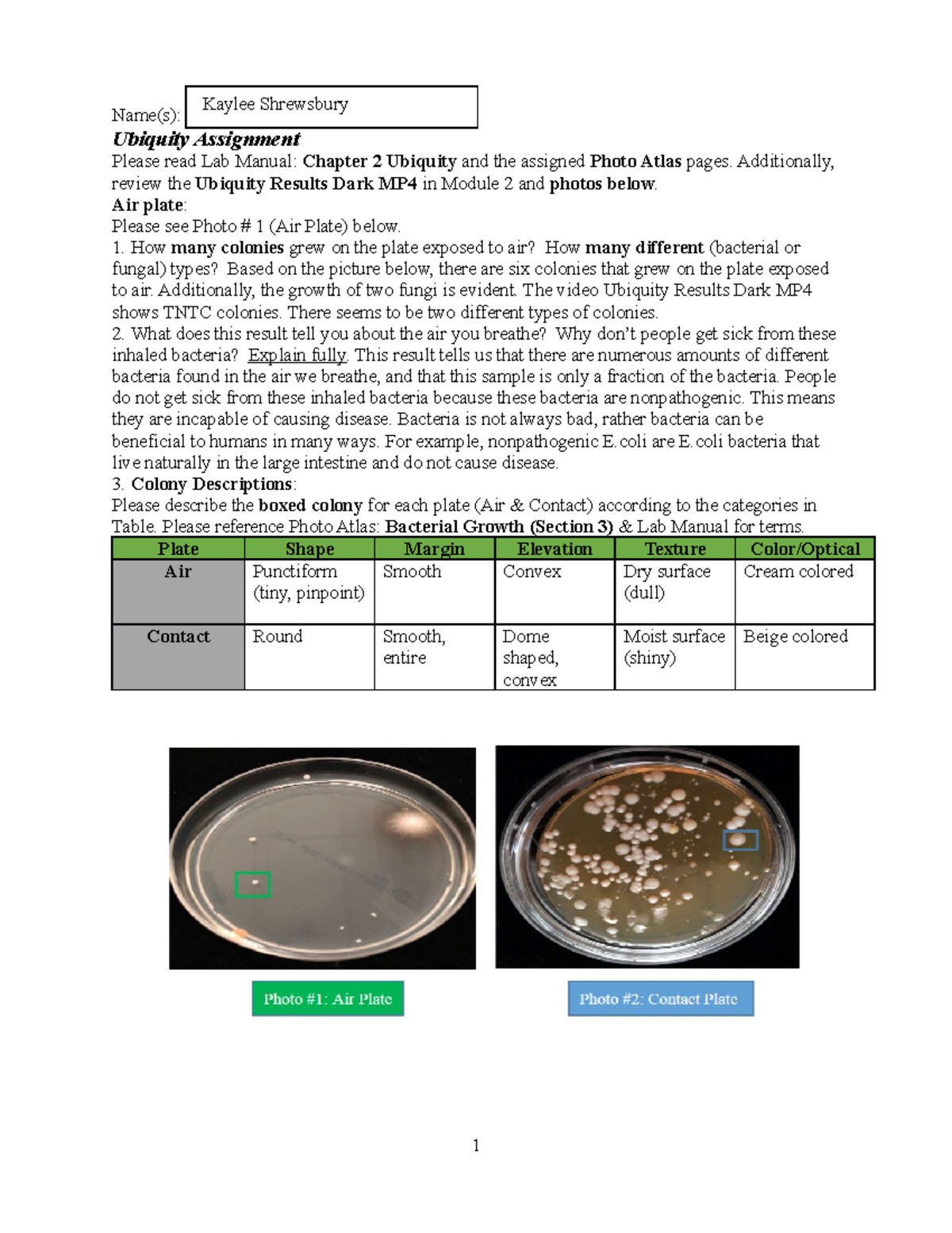 Ubiquity and Laboratory Skills Assignment - Name(s): Ubiquity ...
