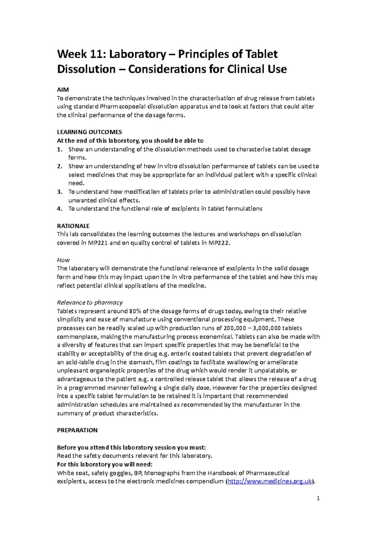 MP222 dissolution testing updates 2 - Week 11: Laboratory – Principles ...