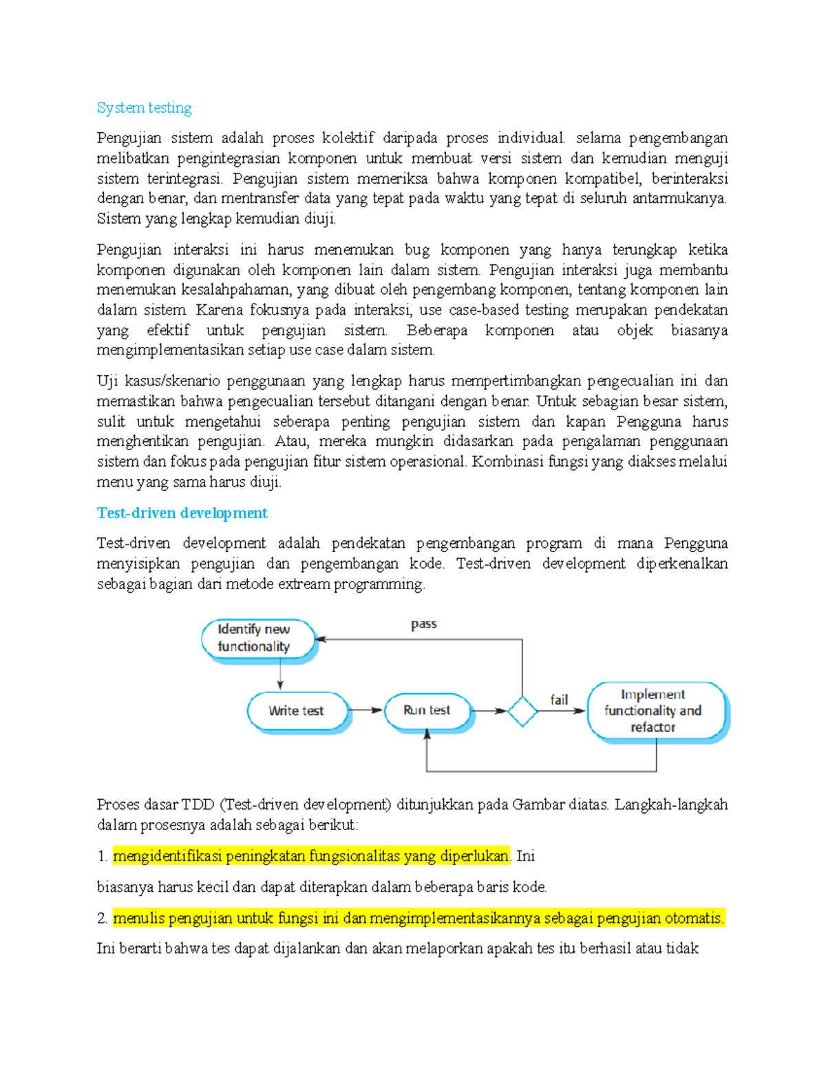 Resuman materi RPL - System testing Pengujian sistem adalah proses ...