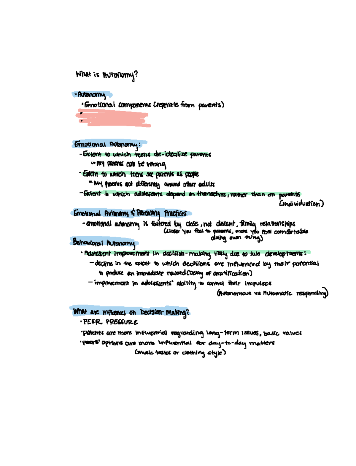 P autonomy - Psychology notes - ####### What is Autonomy Autonomy ...