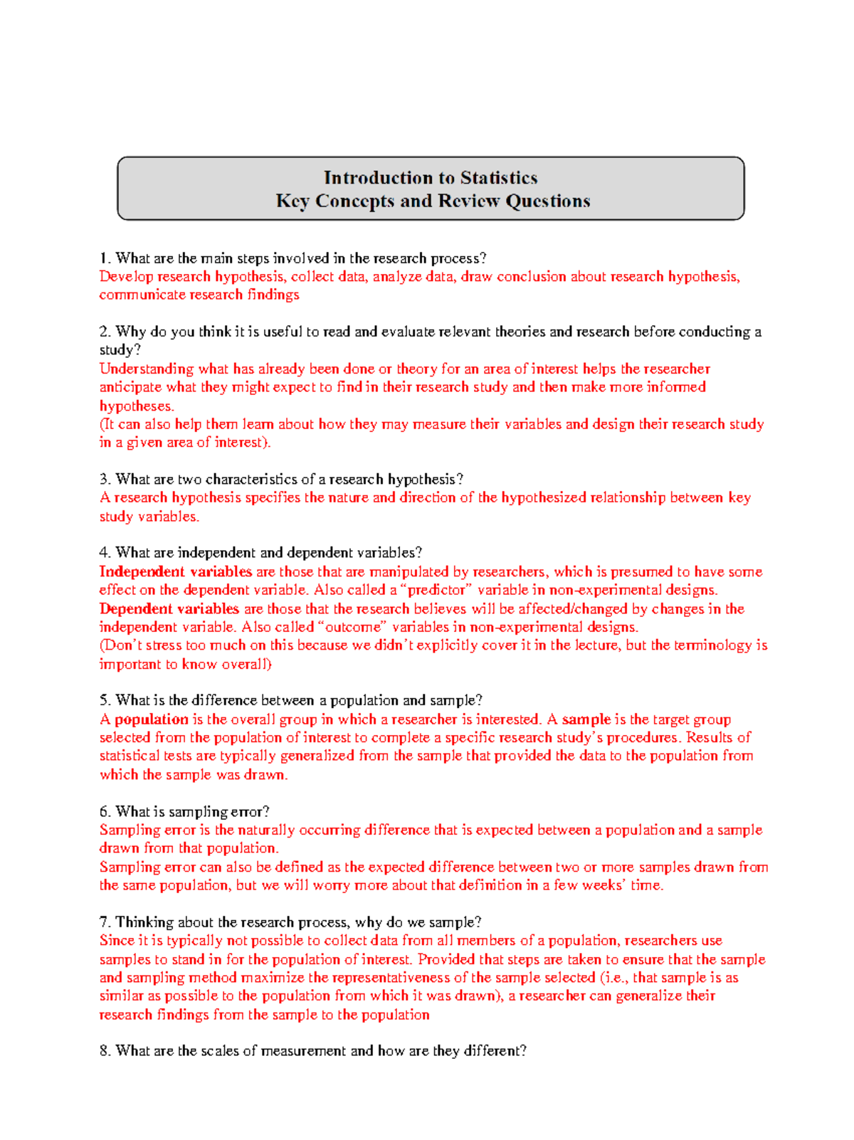 Week 2 Key Concepts Review Question Solutions - What are the main steps ...