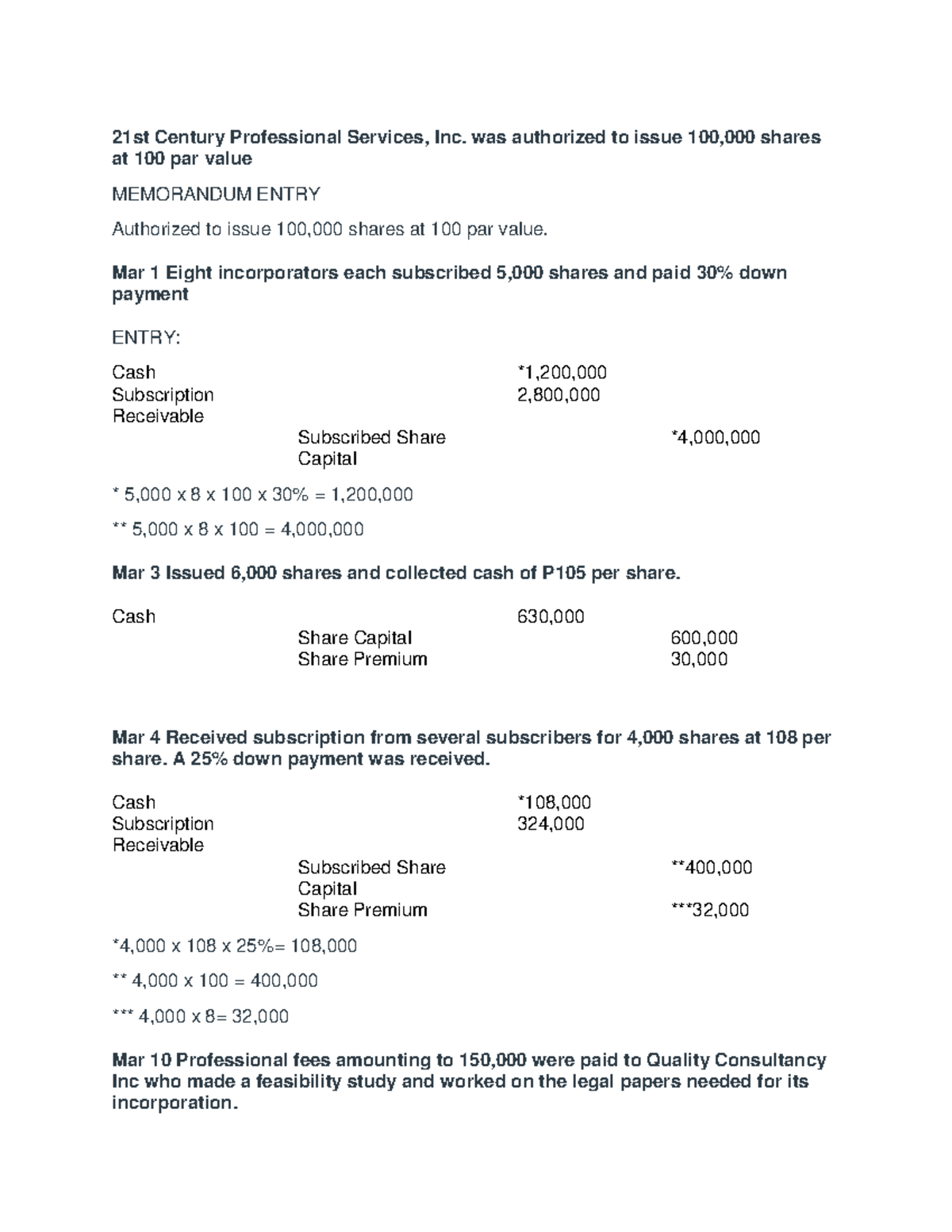 Corporation Accounting Quiz Reviewer - 21st Century Professional ...