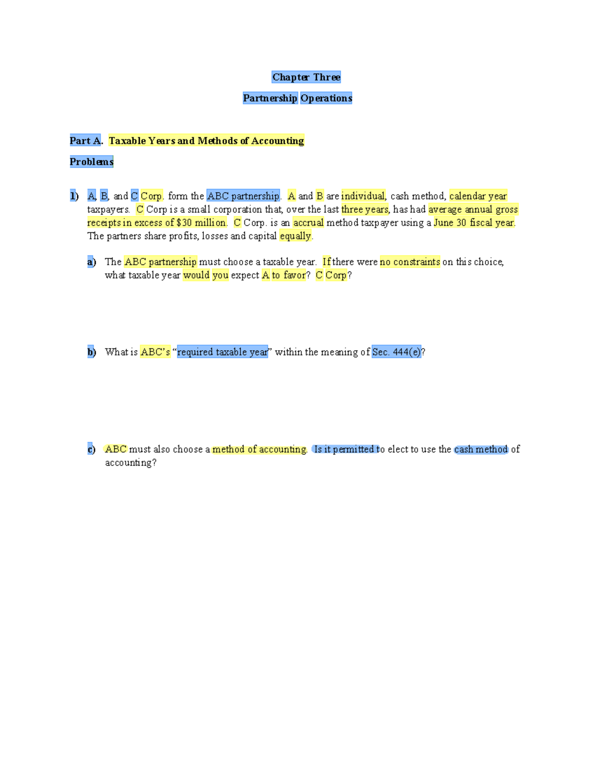 Partnership - HW 3 (chapter 3) - Chapter Three Partnership Operations ...