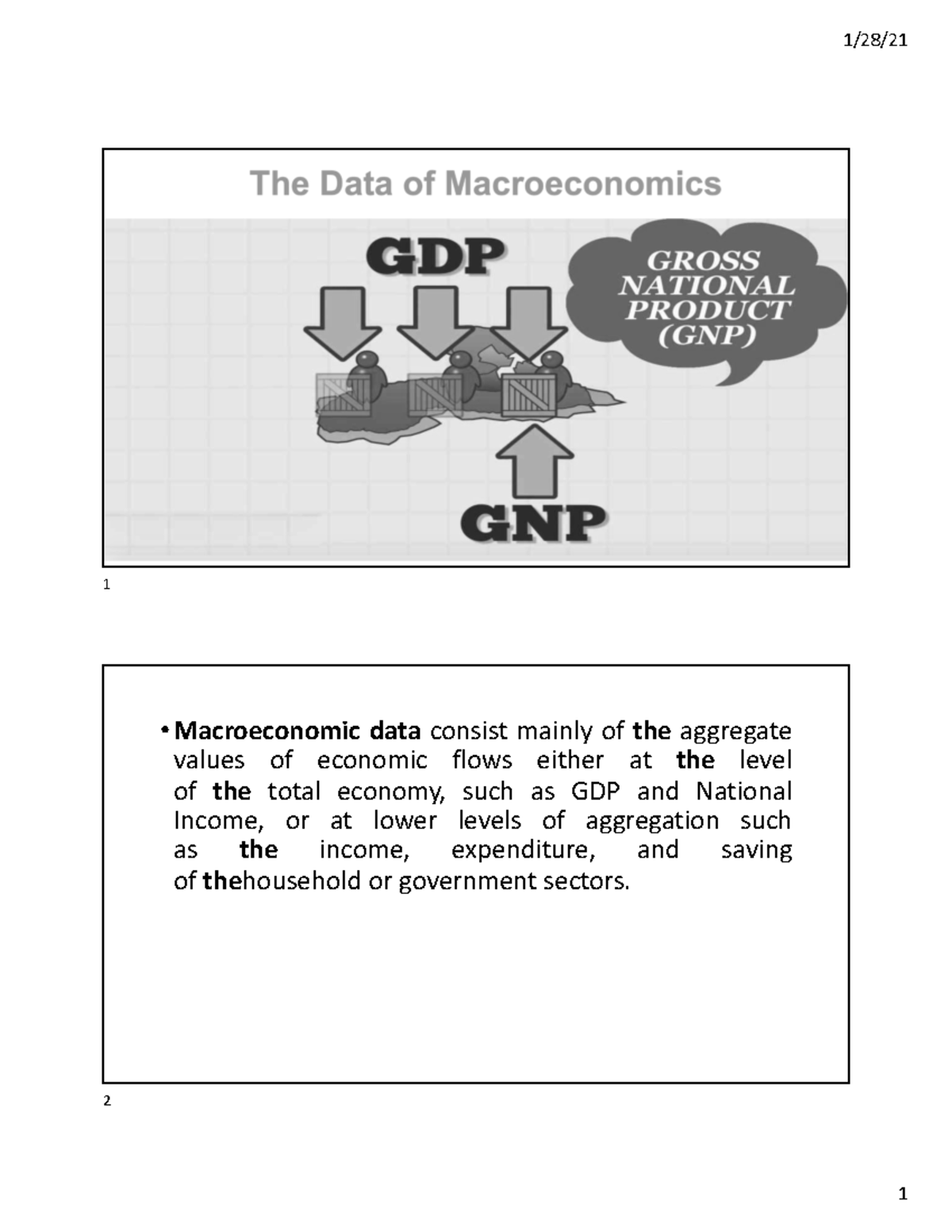 Chapter 2 - Slides pp - 1 - Macroeconomic data consist mainly of the aggregate values of ...