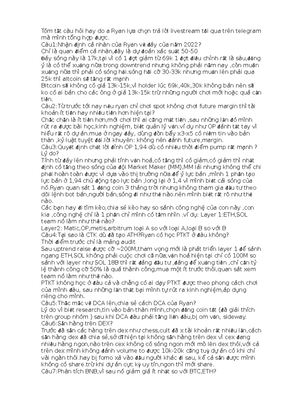 Recap livestream - afasf - Tóm tăt câu hỏi hay do a Ryan lựa chọn trả ...