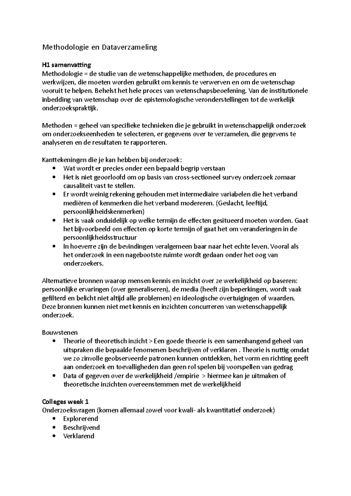 Methodologie en Dataverzameling - Behelst het hele proces van ...