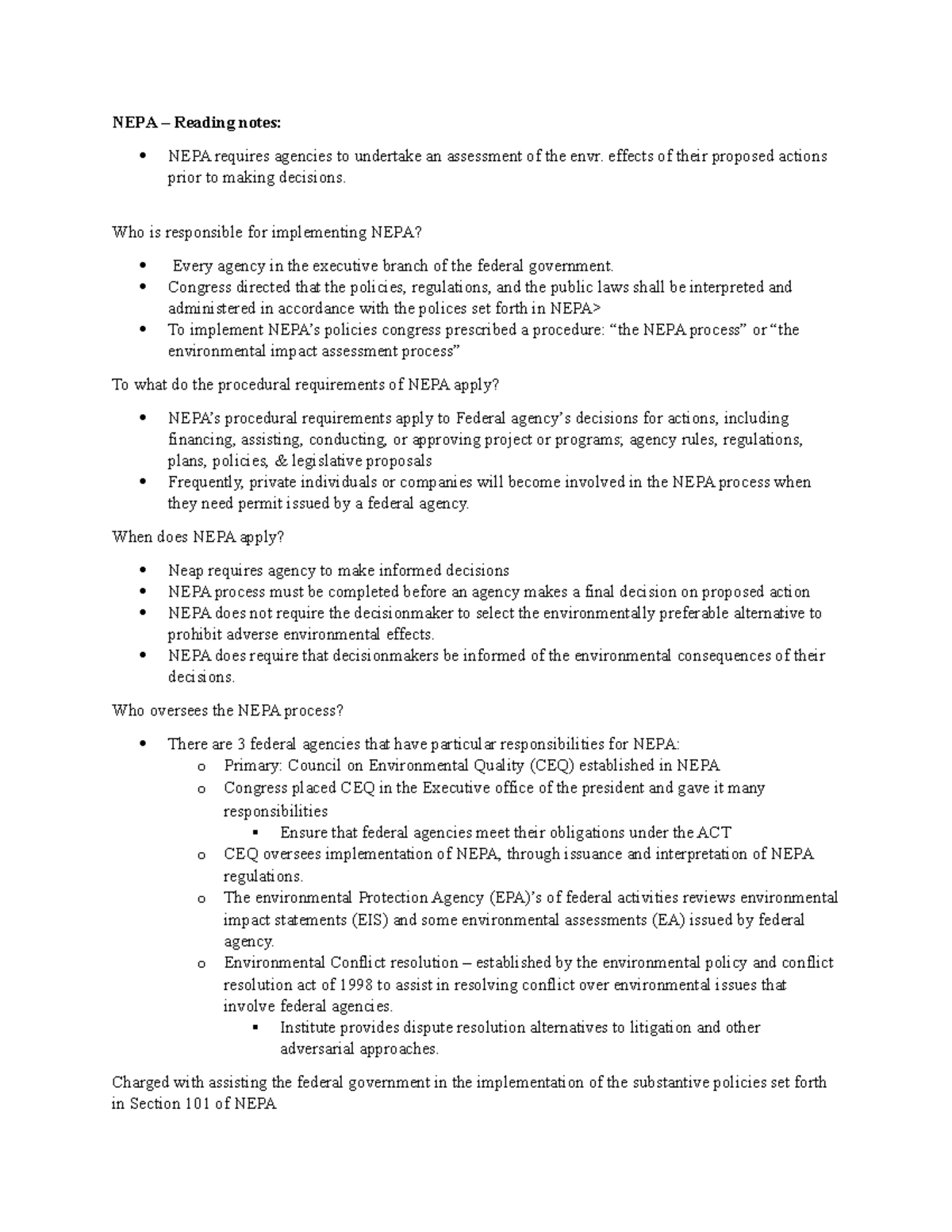 NEPApg - NEPA implementation notes for midterm 1 - NEPA – Reading notes ...