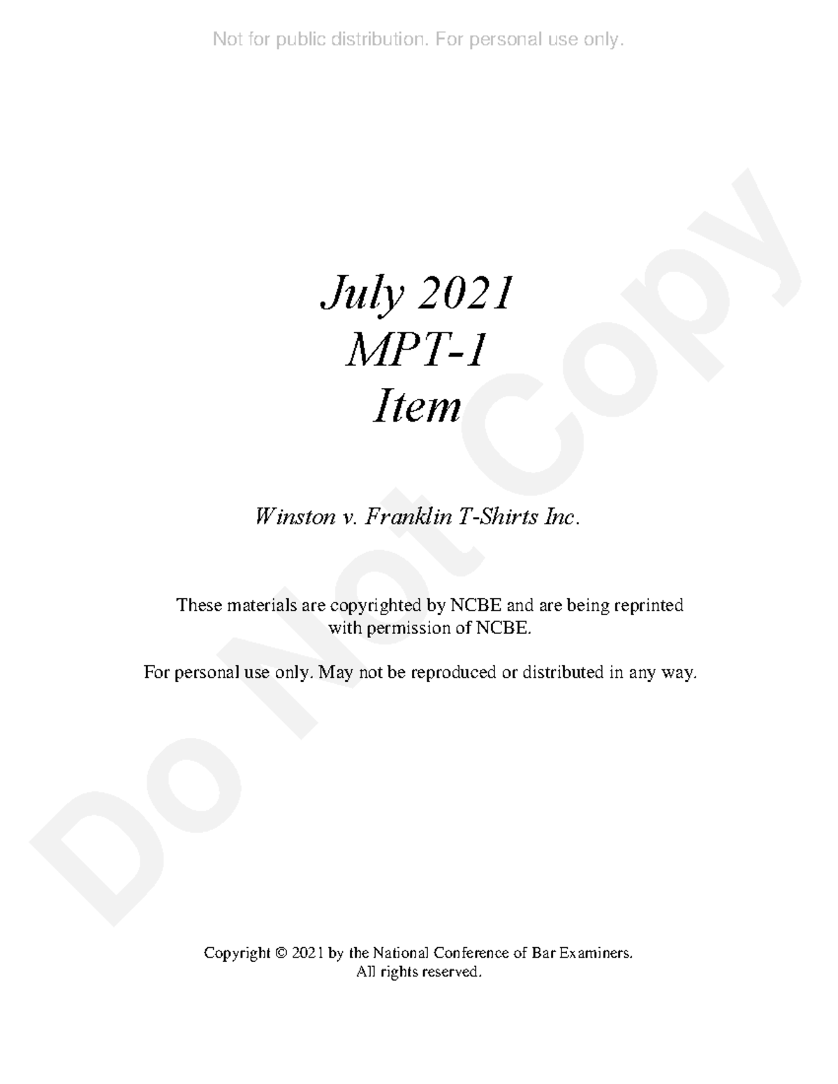 202107 mpt1 - A practice MPT - Do Not Copy Not for public distribution ...