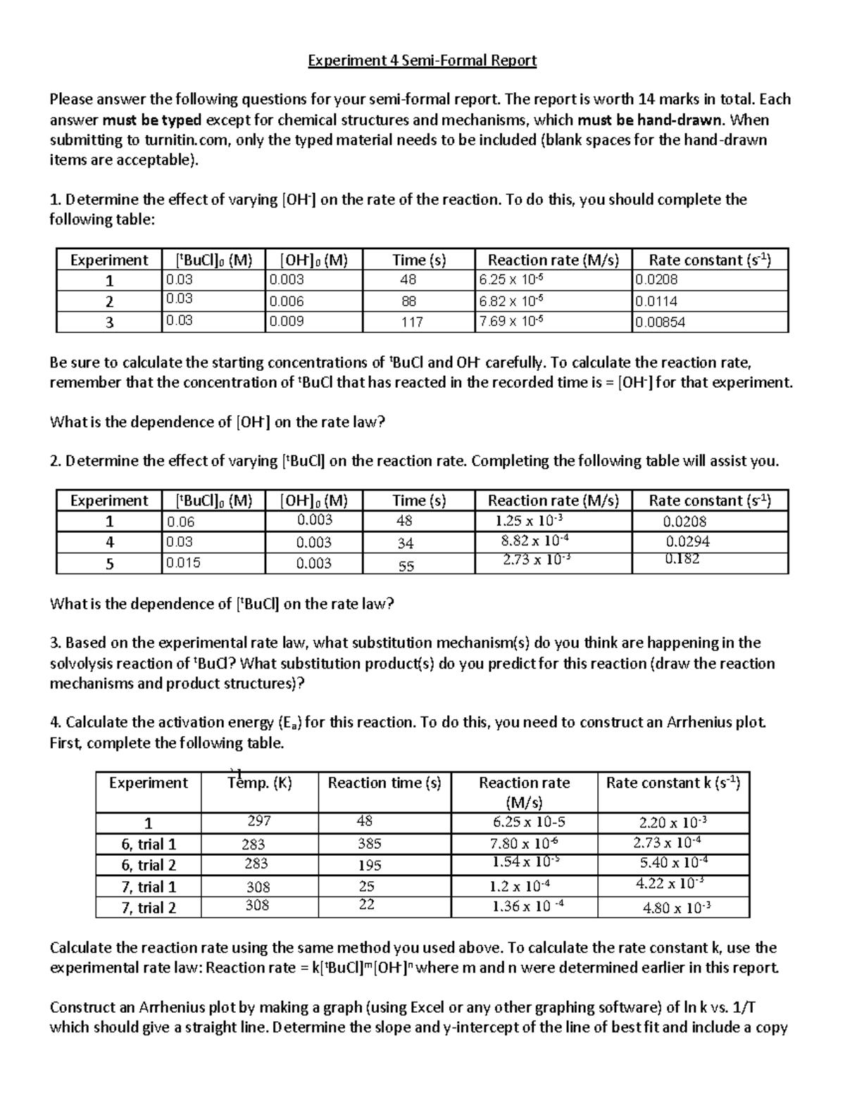Experiment-4 - chem lab - Experiment 4 Semi-Formal Report Please answer ...