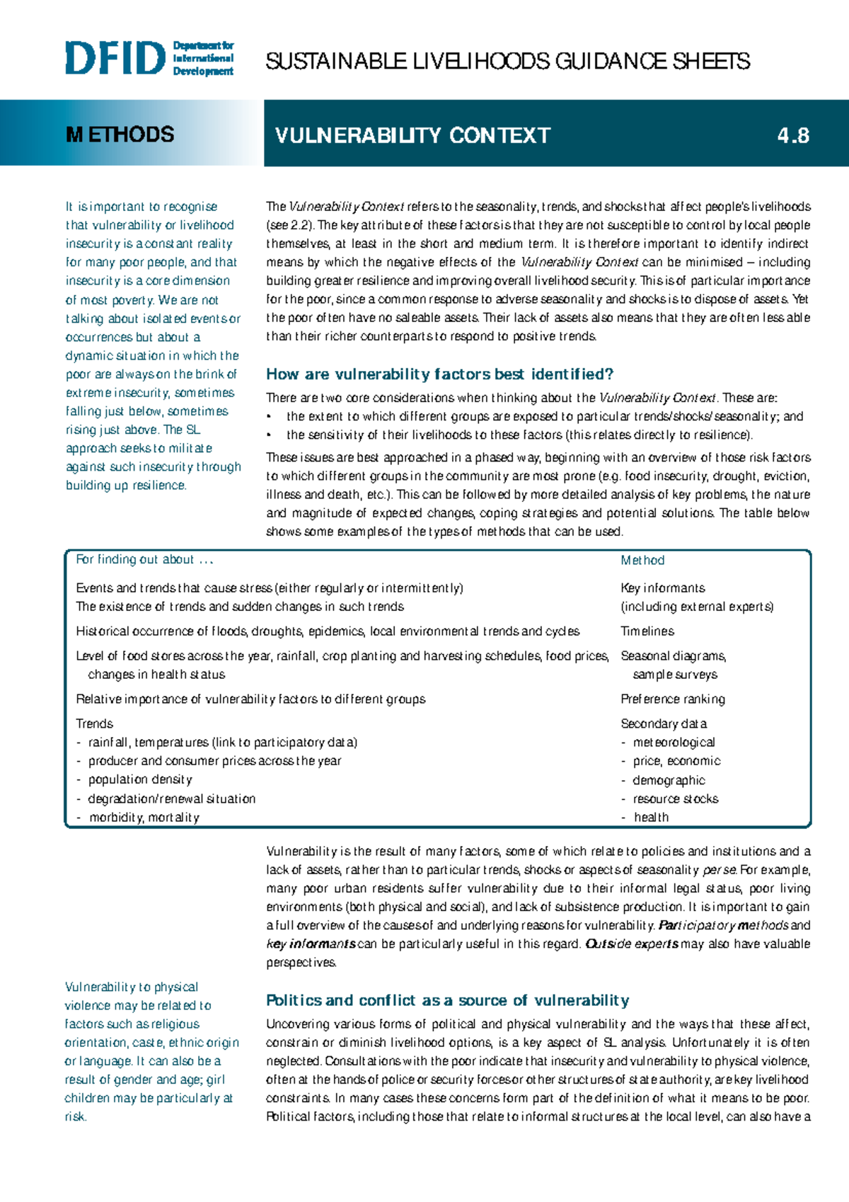 Support Material - The vulnerability context (Session 1 - M ETHODS ...