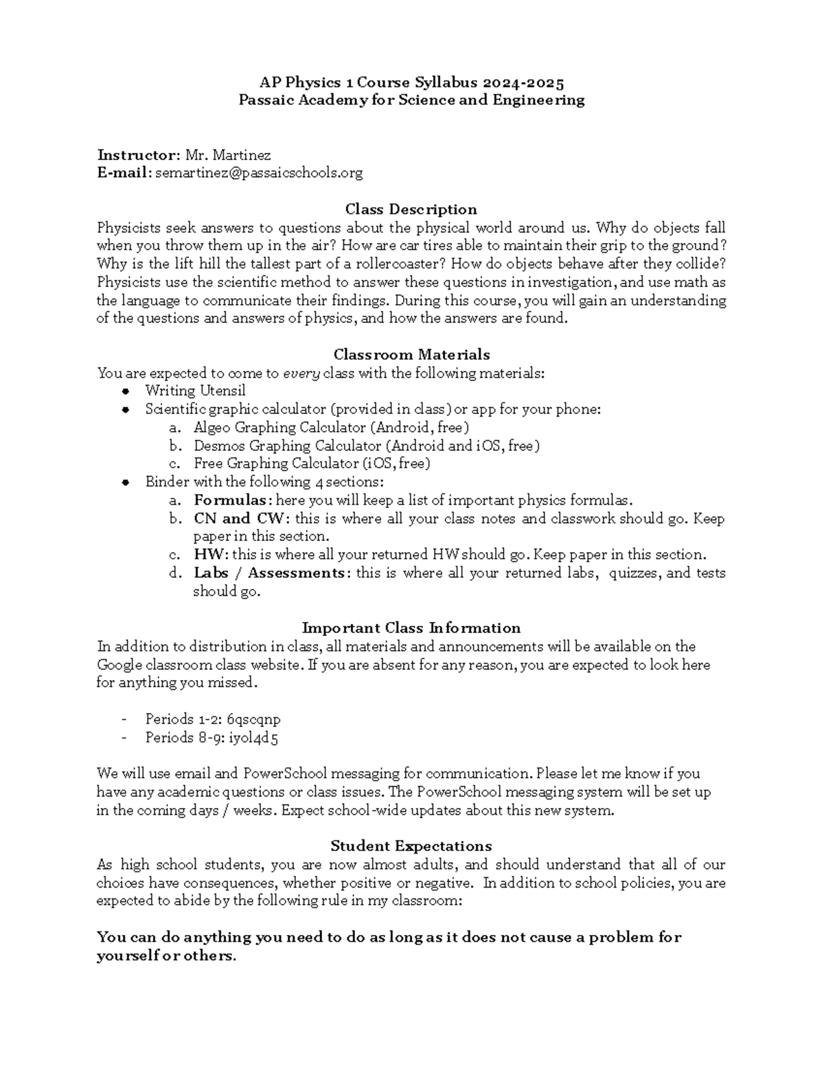 Kami Export - Disha Rana - AP Physics 1 Course Syllabus Martinez - AP ...