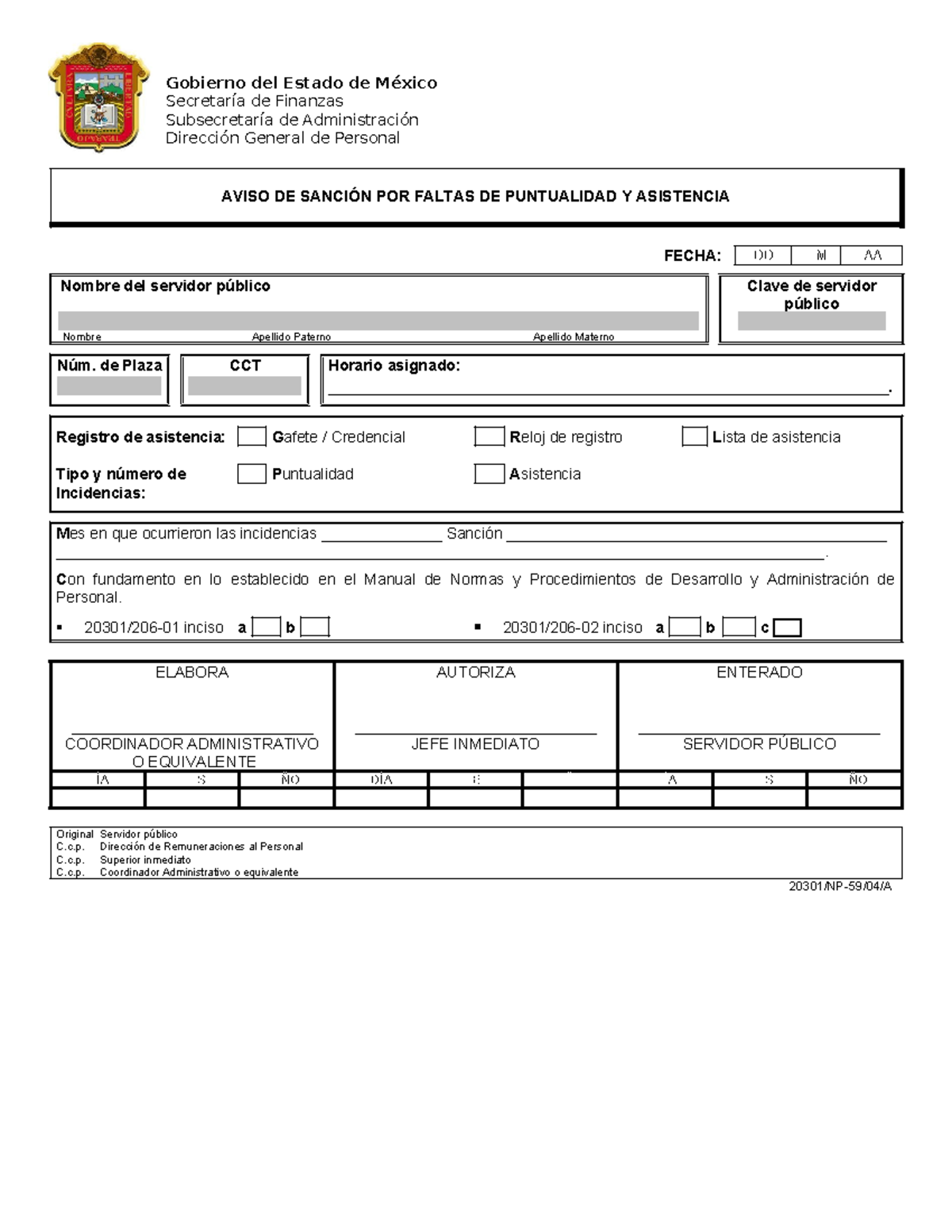 20301 NP 59 04 A - Gobierno del Estado de México Secretaría de Finanzas ...