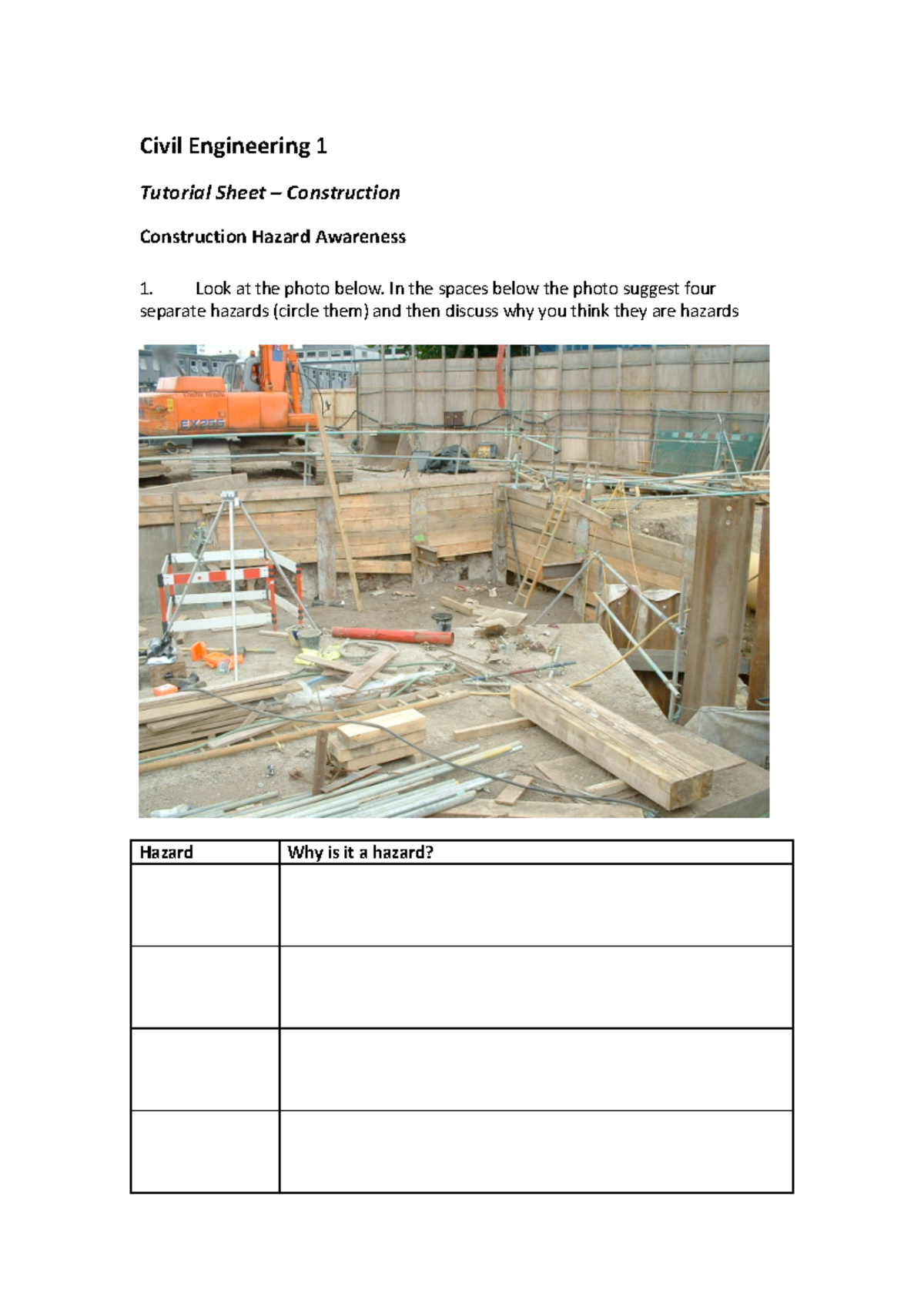 Construction Tutorial - Civil Engineering 1 Tutorial Sheet Construction ...