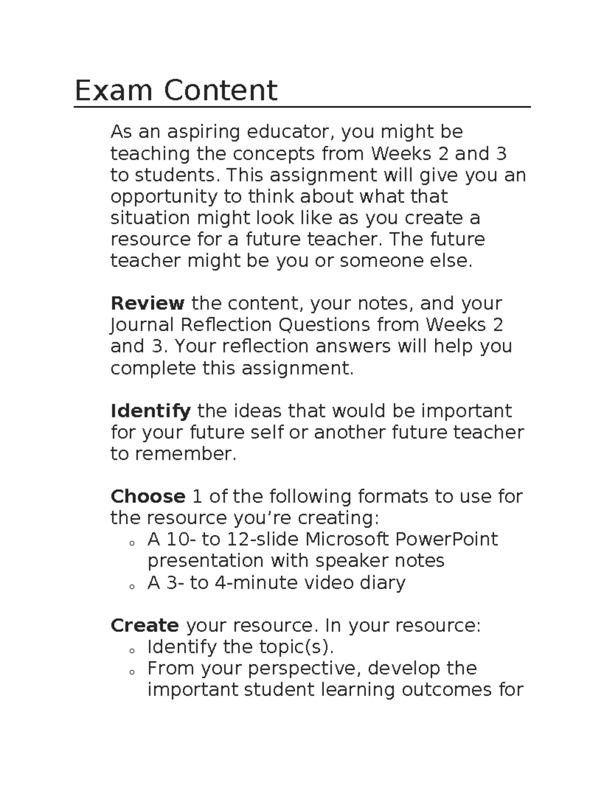 MTH WK 3 Summative Assessment - Exam Content As an aspiring educator, you might be teaching the ...
