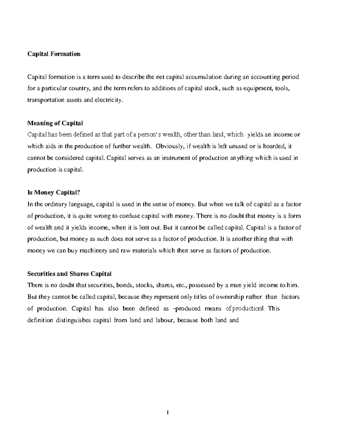 Capital Formation-lecture 2 PDF - Capital Formation Capital formation ...