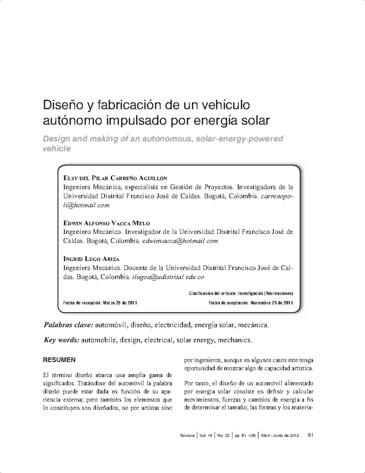 Carrito solar fotovoltaico - diseño y fabricación de un vehículo ...