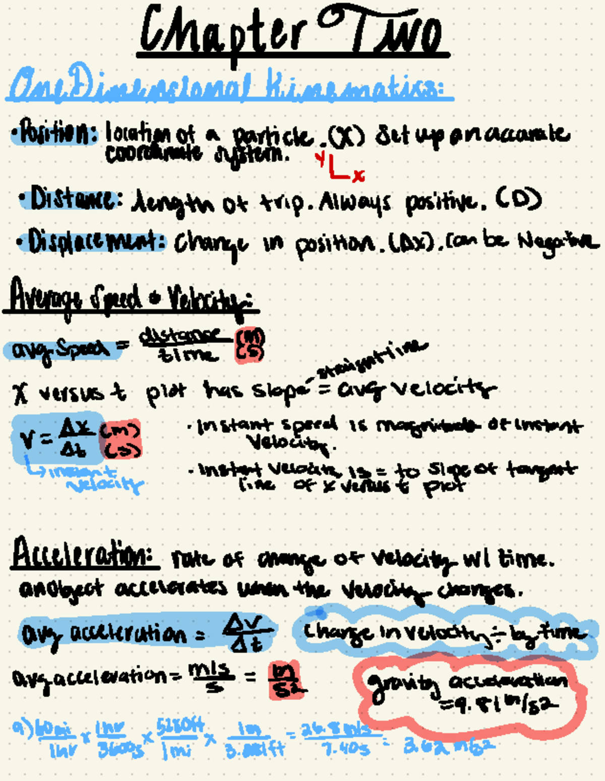 Physics I Notes Ch. 2-5 - summer - Chapter Two One Dimensional ...