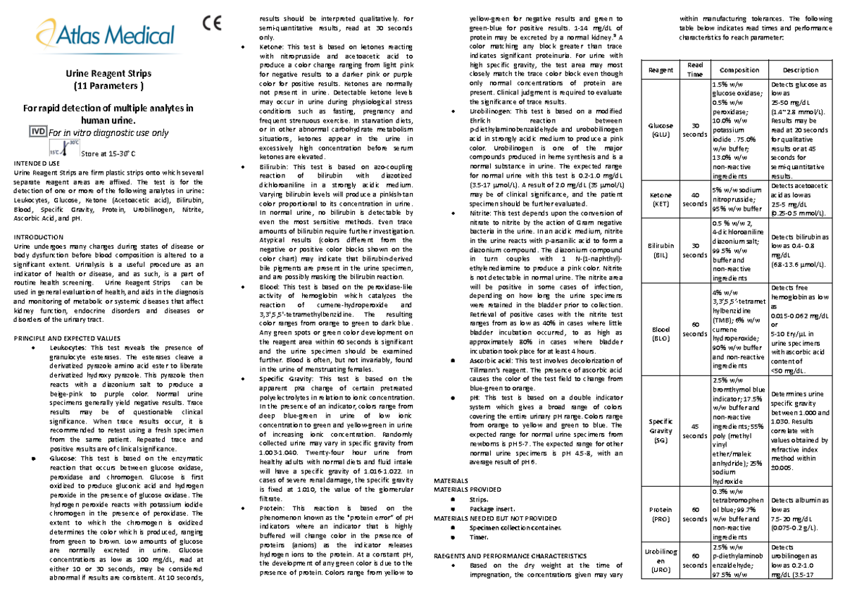 Urine Reagent Strips Package Insert - Urine Reagent Strips (11 ...