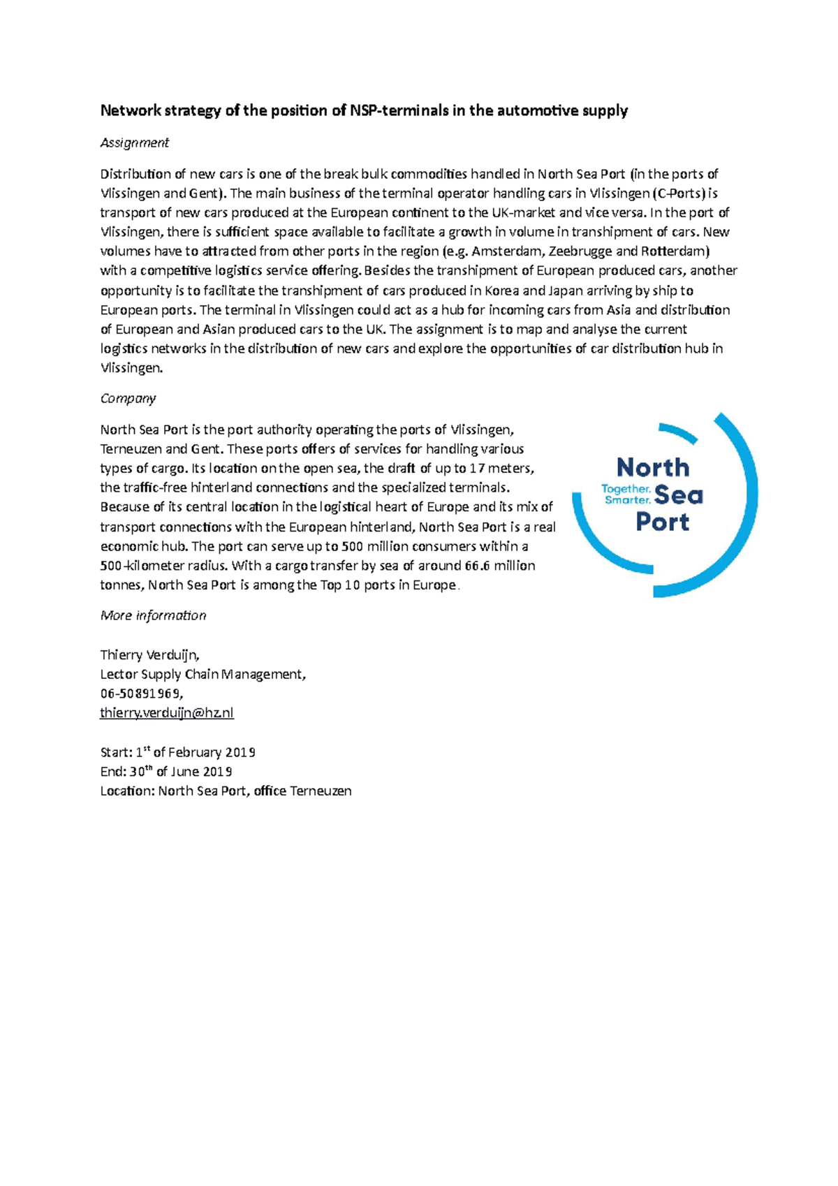 4th year project Automative supply chains - NSP - Network strategy of ...