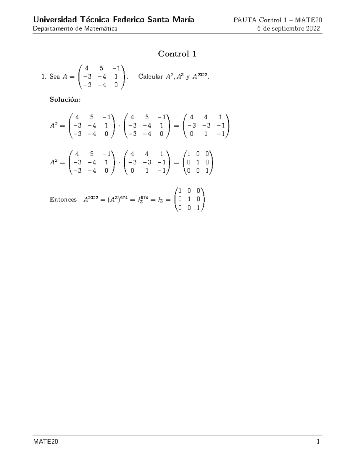 Pauta Control 1 2 - Universidad T ́ecnica Federico Santa Mar ́ıa Departamento de Matem ́atica ...