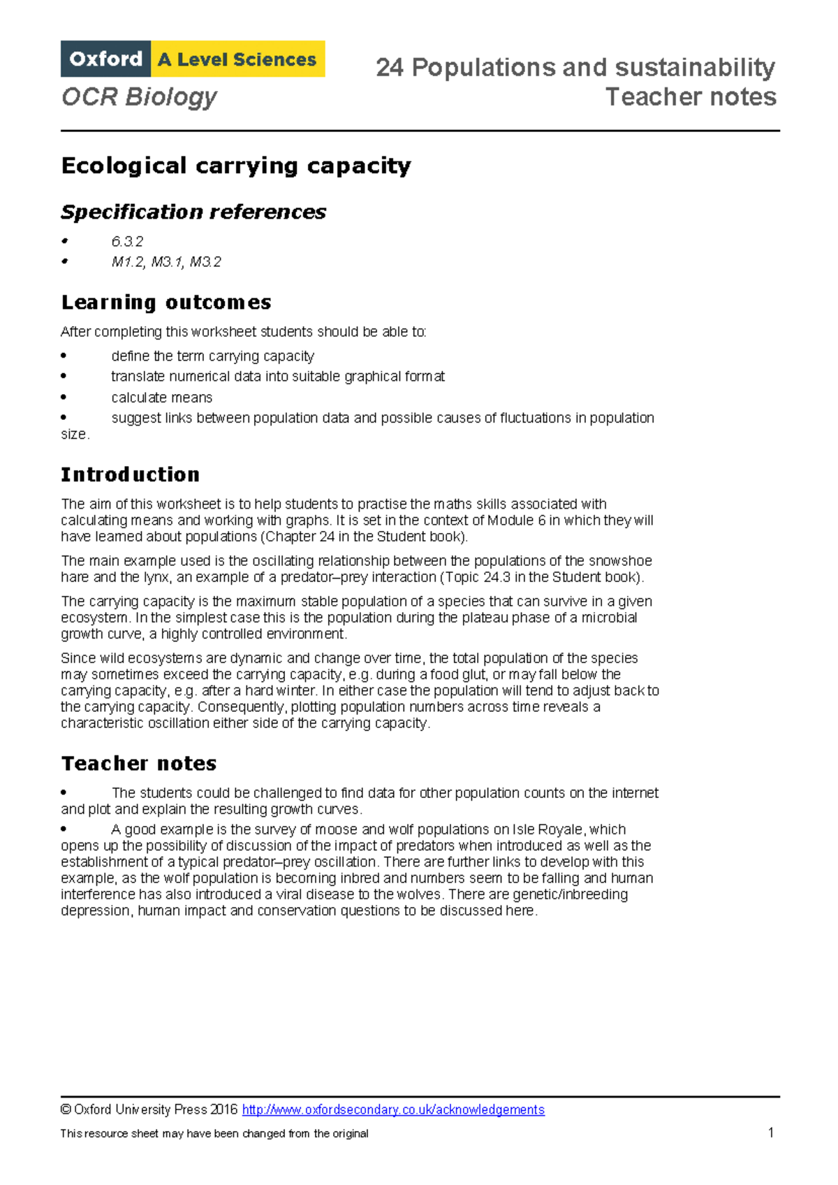 24 Ecological carrying capacity TN - 24 Populations and sustainability ...