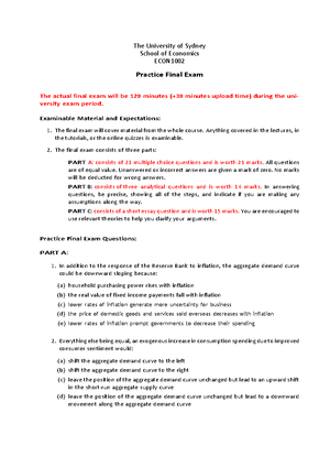 ECON1002 - USyd - Introductory Macroeconomics - Studocu