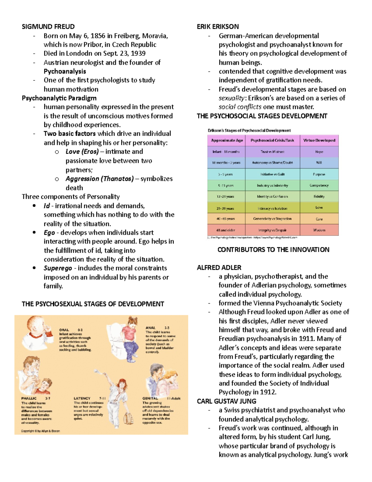 Sigmund Freud - Lecture notes 1 - SIGMUND FREUD Born on May 6, 1856 in ...