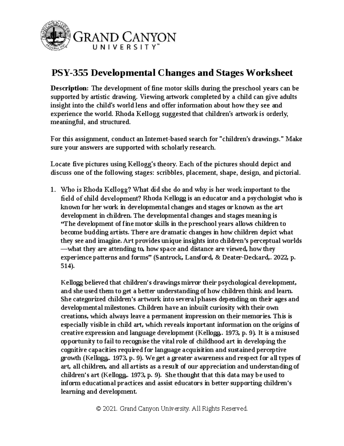 Developmental Changes and Stages Worksheet - PSY-355 Developmental ...
