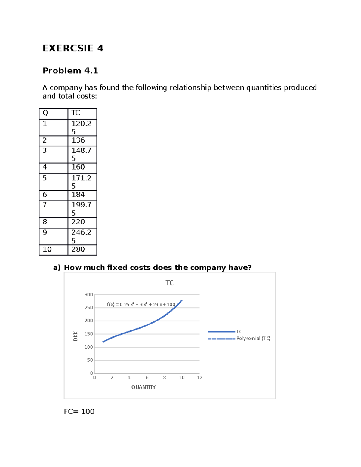 ME Exercise 4 - atc tr tc - EXERCSIE 4 Problem 4 A company has found ...