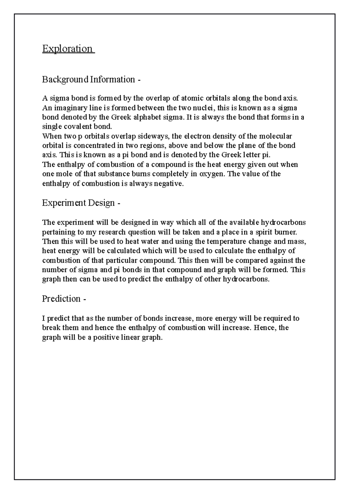 Exploration Example - Exploration Background Information - A sigma bond ...
