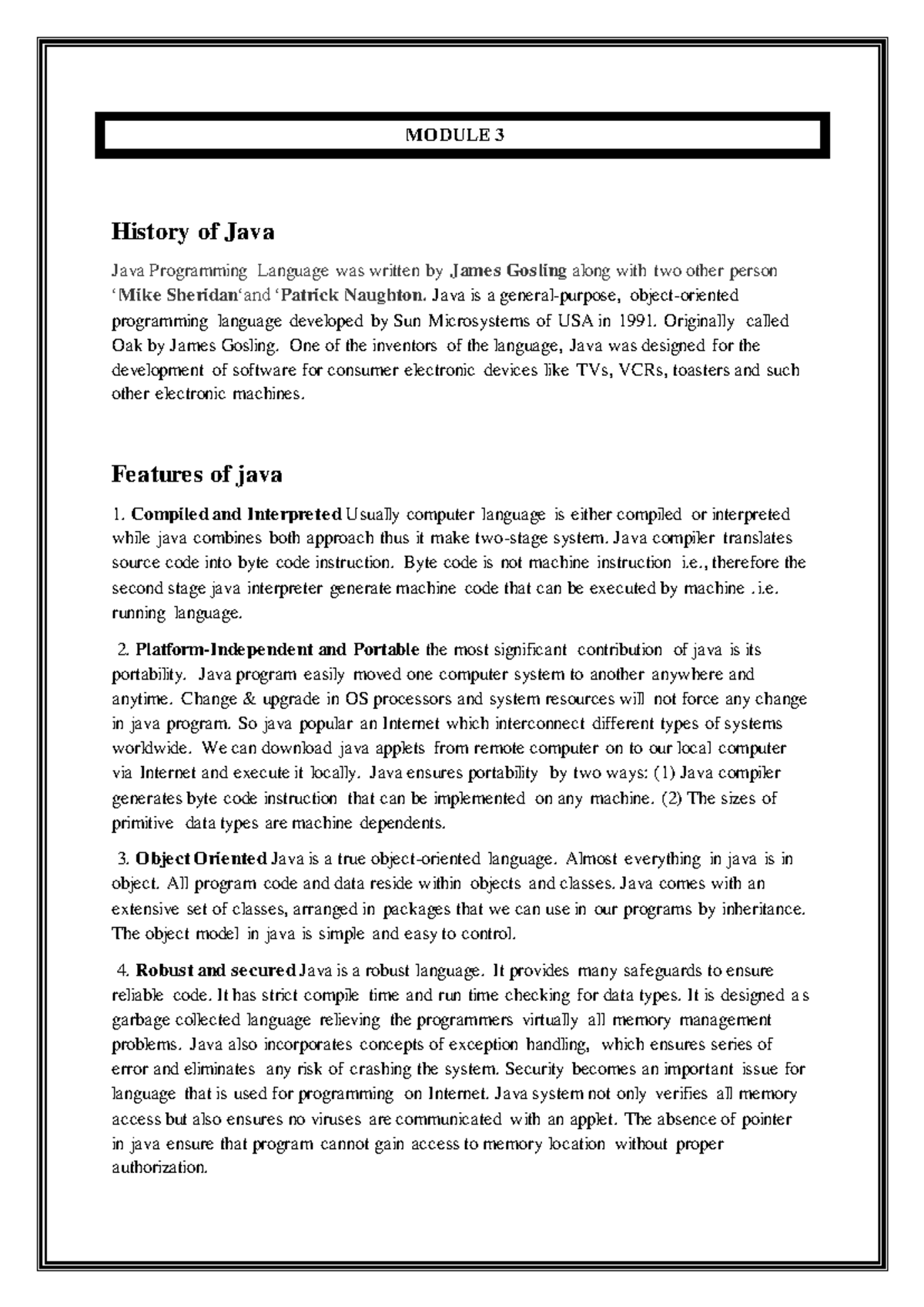 Module 3(JAVA) - Java - MODULE 3 History of Java Java Programming ...