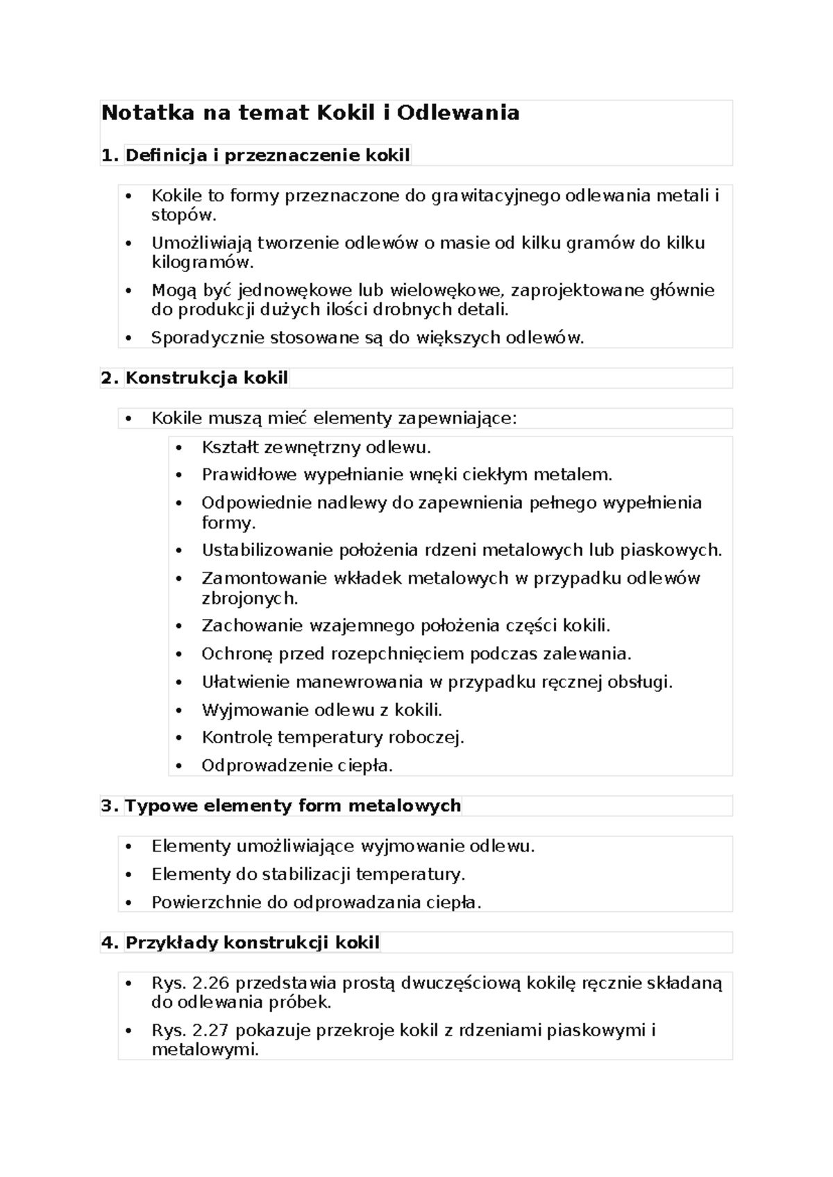 odlewanie kokilowe - Notatka na temat Kokil i Odlewania 1. Definicja i ...
