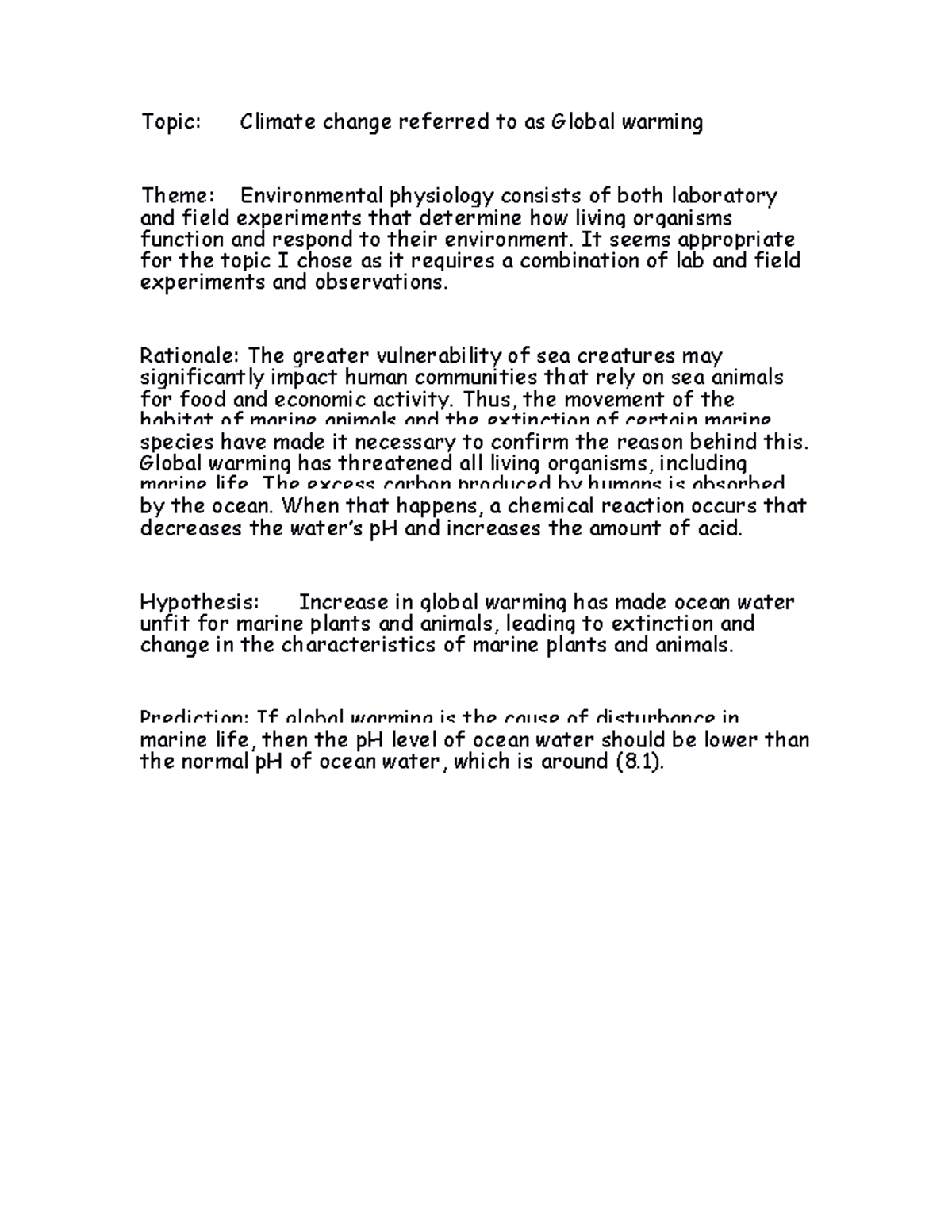 Lab 1 Stage 1 help to save gradeeeeeeee - Topic: Climate change ...