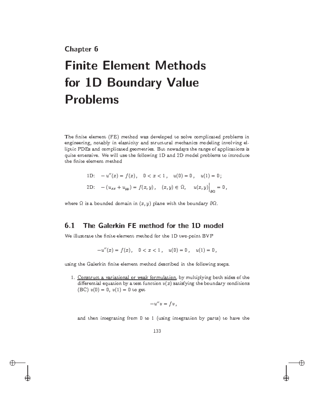 Chap6 - FEM Notes - i i Chapter 6 Finite Element Methods for 1D ...