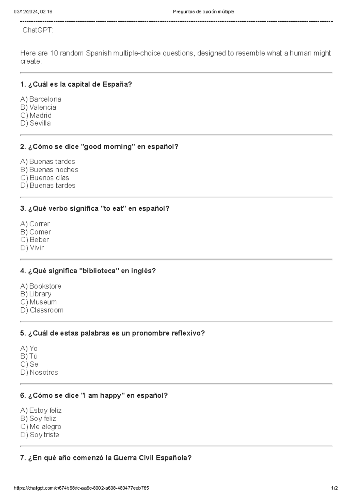 Spanish 100personatomatoesgarlicbread - ChatGPT: Here are 10 random ...