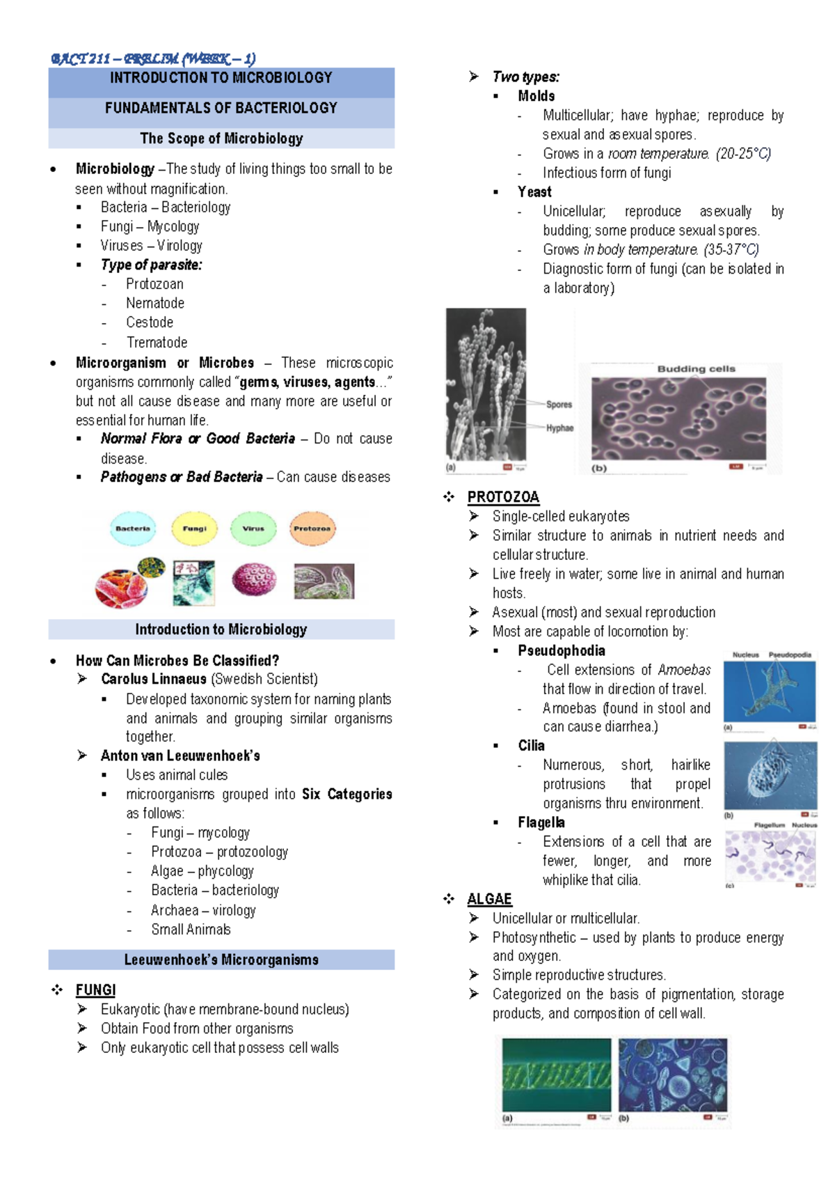 BACT 211 (MOD 1.1) - Fundamentals of Bacteriology - INTRODUCTION TO ...