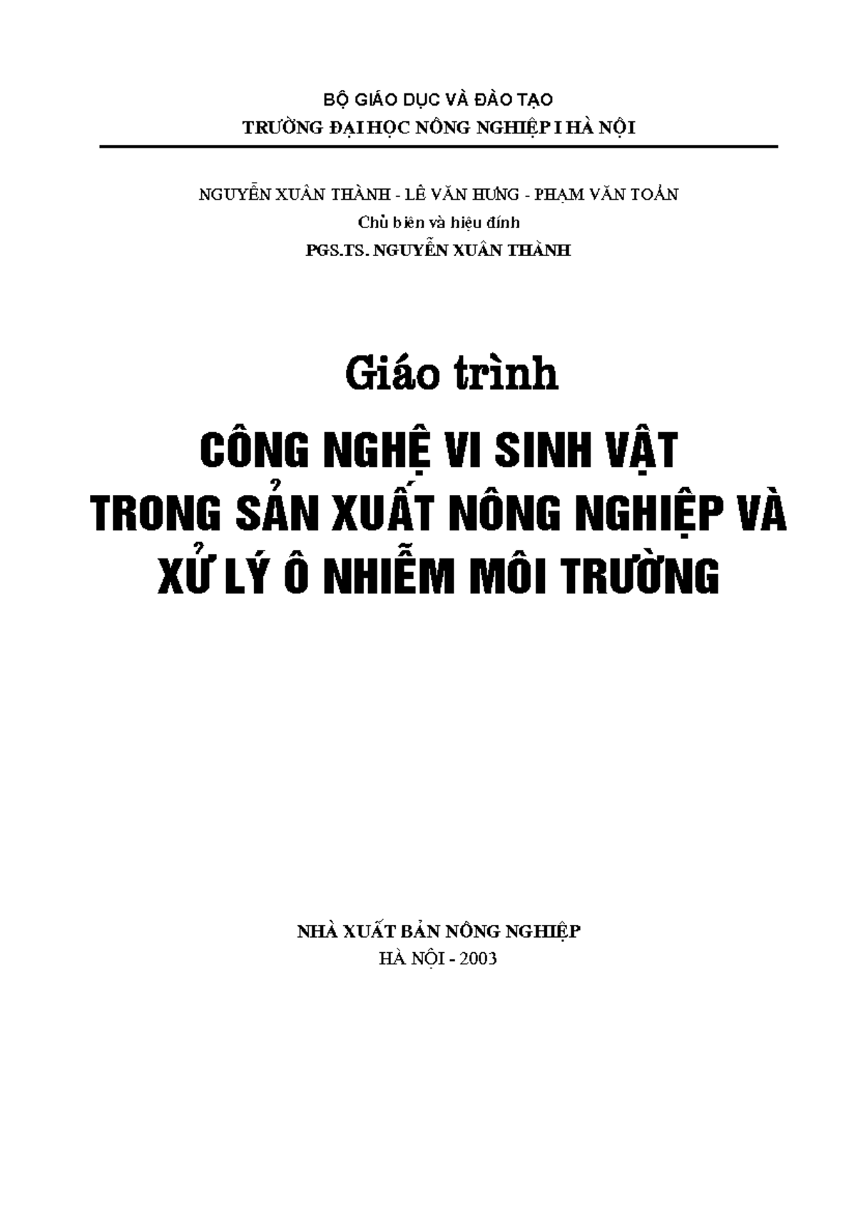 Chuong 1 - ffafa - BÈ gi∏o dÙc vμ Æμo tπo Tr−Íng Æπi h‰c n ́ng nghi÷p I Hμ NÈi Nguy‘n Xu©n Thμnh ...