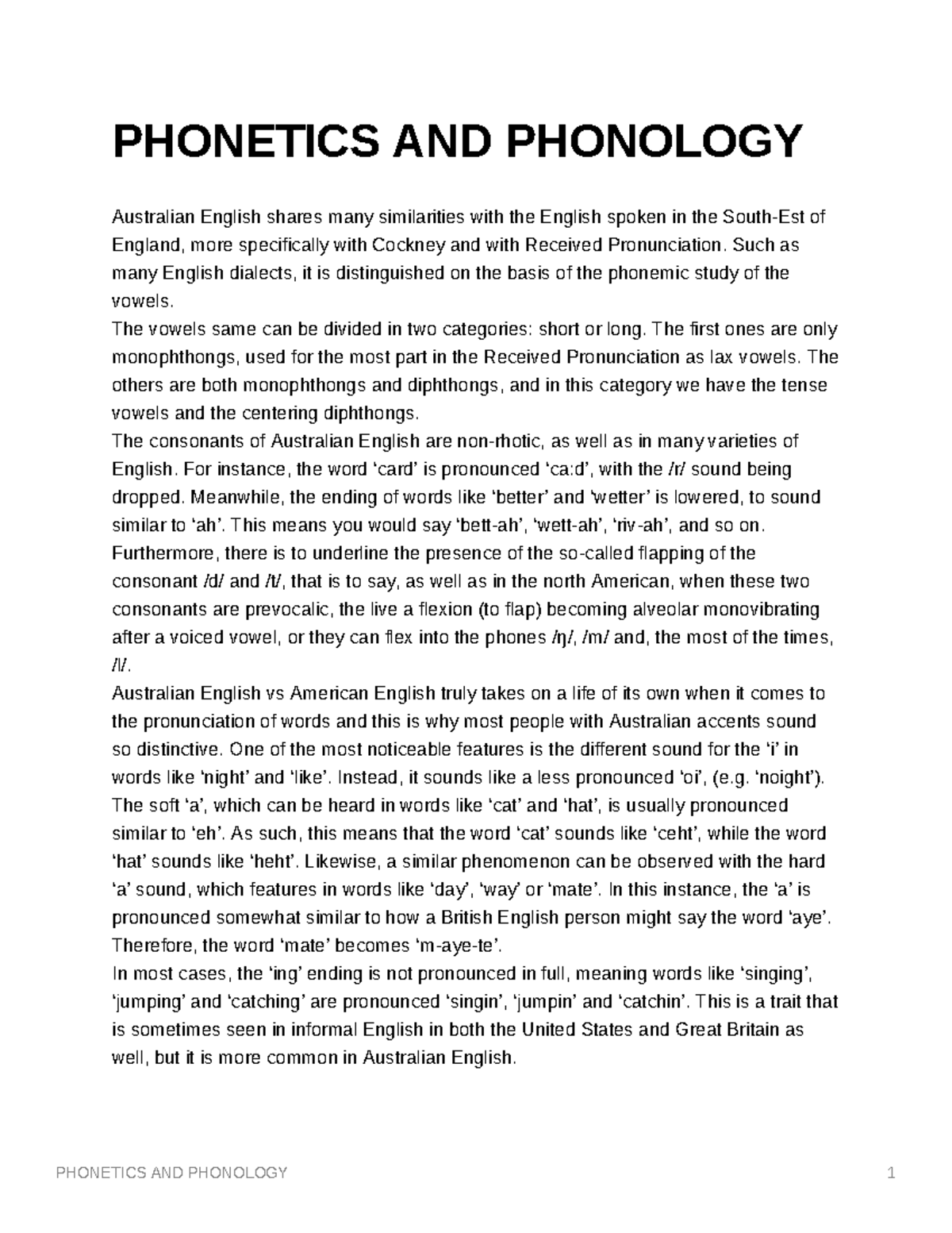 Phonetics AND Phonology - PHONETICS AND PHONOLOGY 1 PHONETICS AND ...