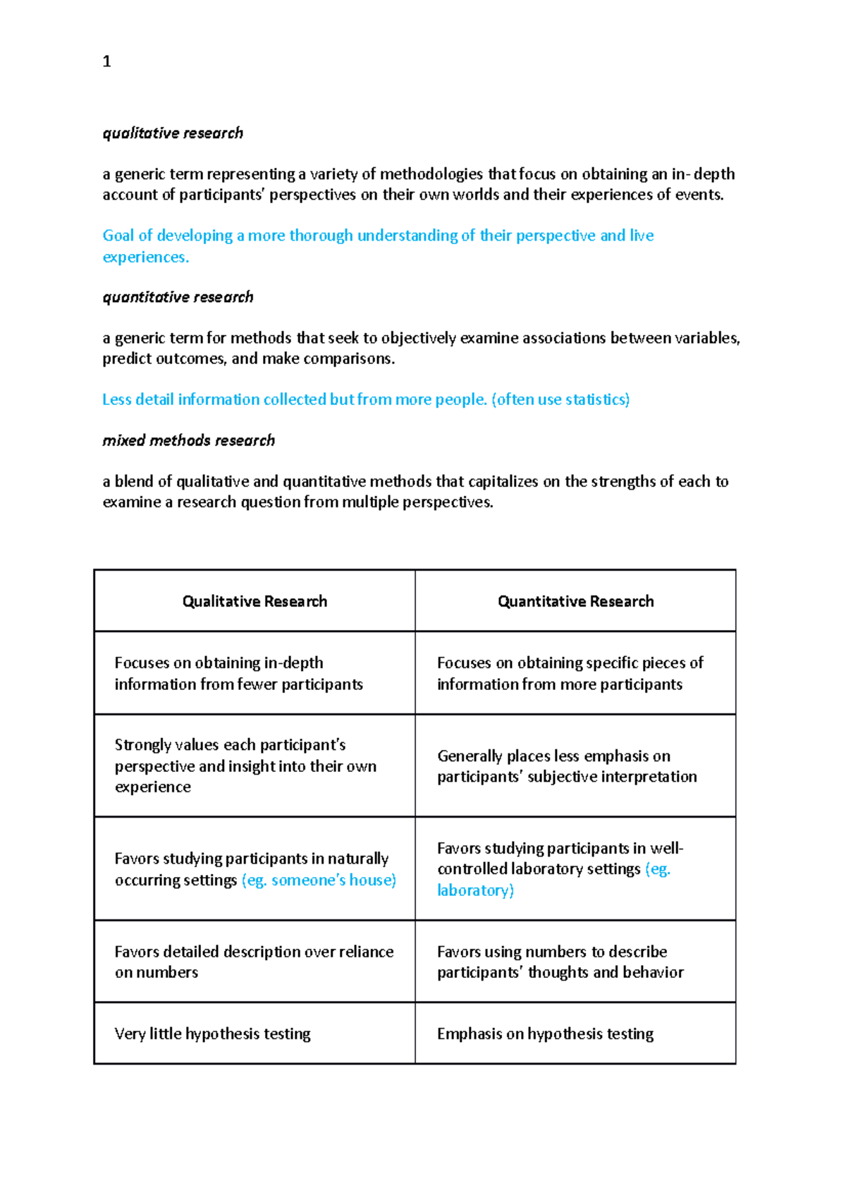 PSY173 Notes (Week 4 - Chapter 5) - qualitative research a generic term ...