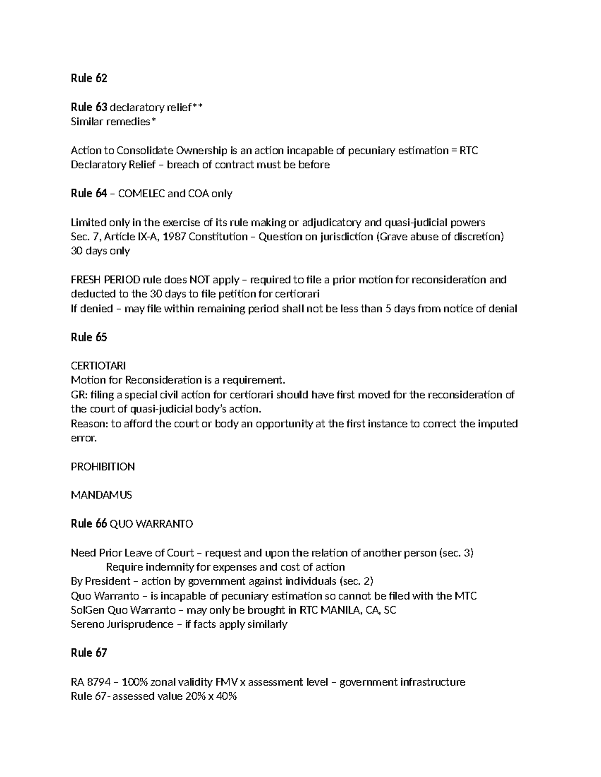 Special Civil Actions May 21, 2023 - Rule 62 Rule 63 declaratory relief ...