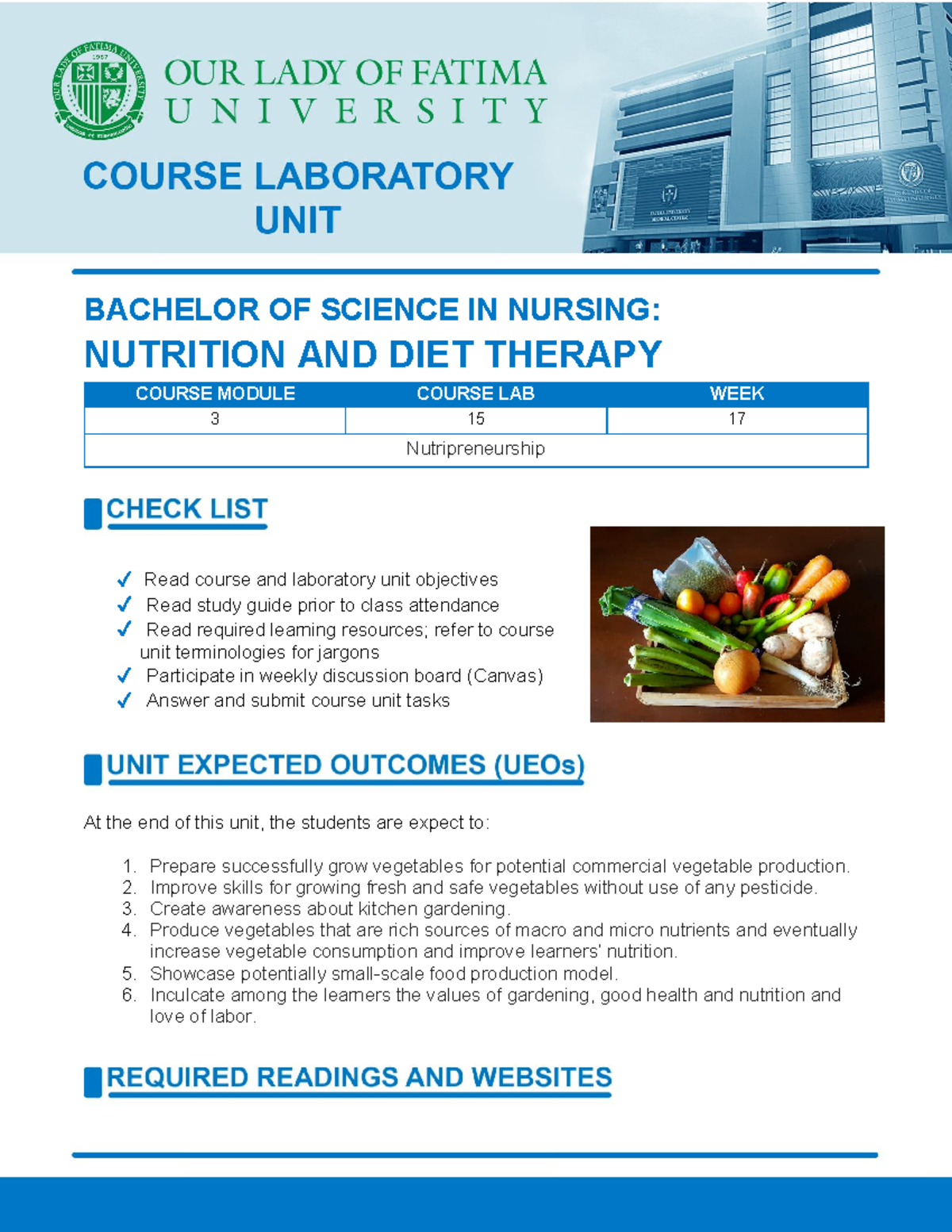 PDF Nutrition CM 3 CU 15 LAB WEEK 17 - BACHELOR OF SCIENCE IN NURSING ...