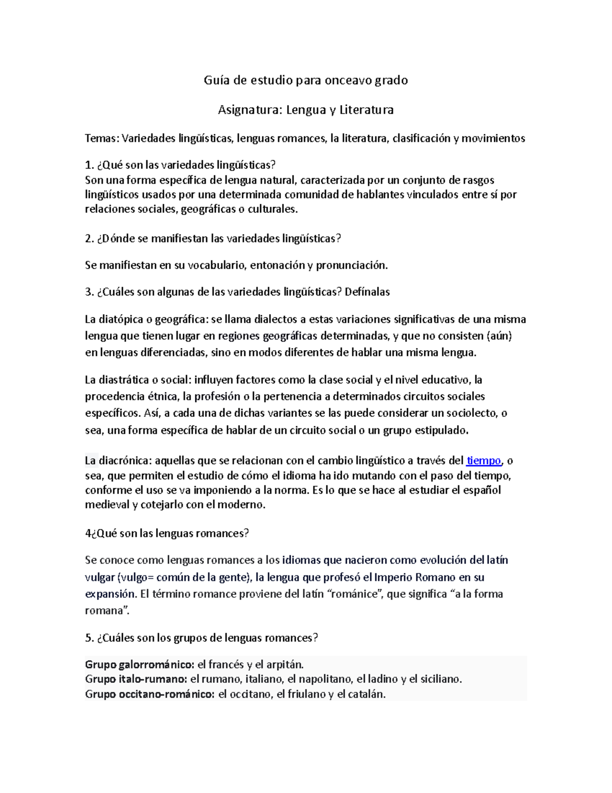 Guía de estudio para onceavo grado - Guía de estudio para onceavo grado ...