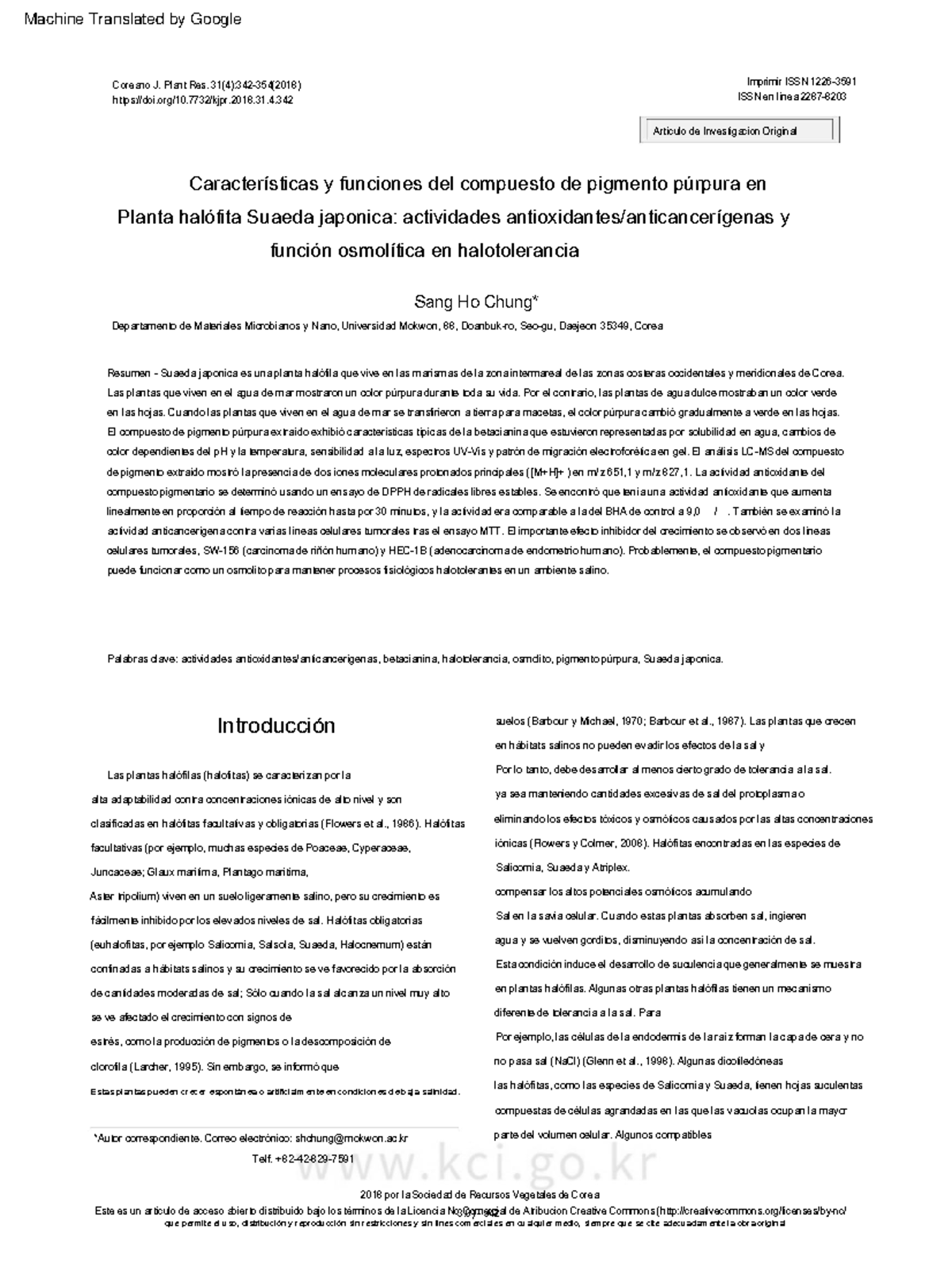 Electroforesis colorantes 3 - Sang Ho Chung* Introducción Planta ...