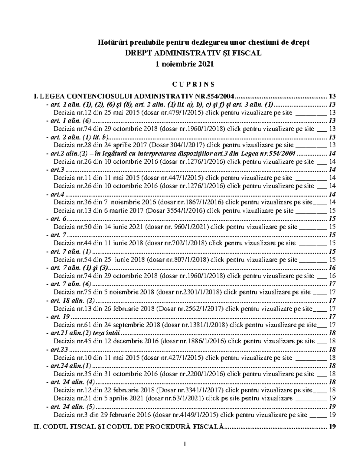 HP - Drept Administrativ ŞI Fiscal - Hotărâri prealabile pentru ...