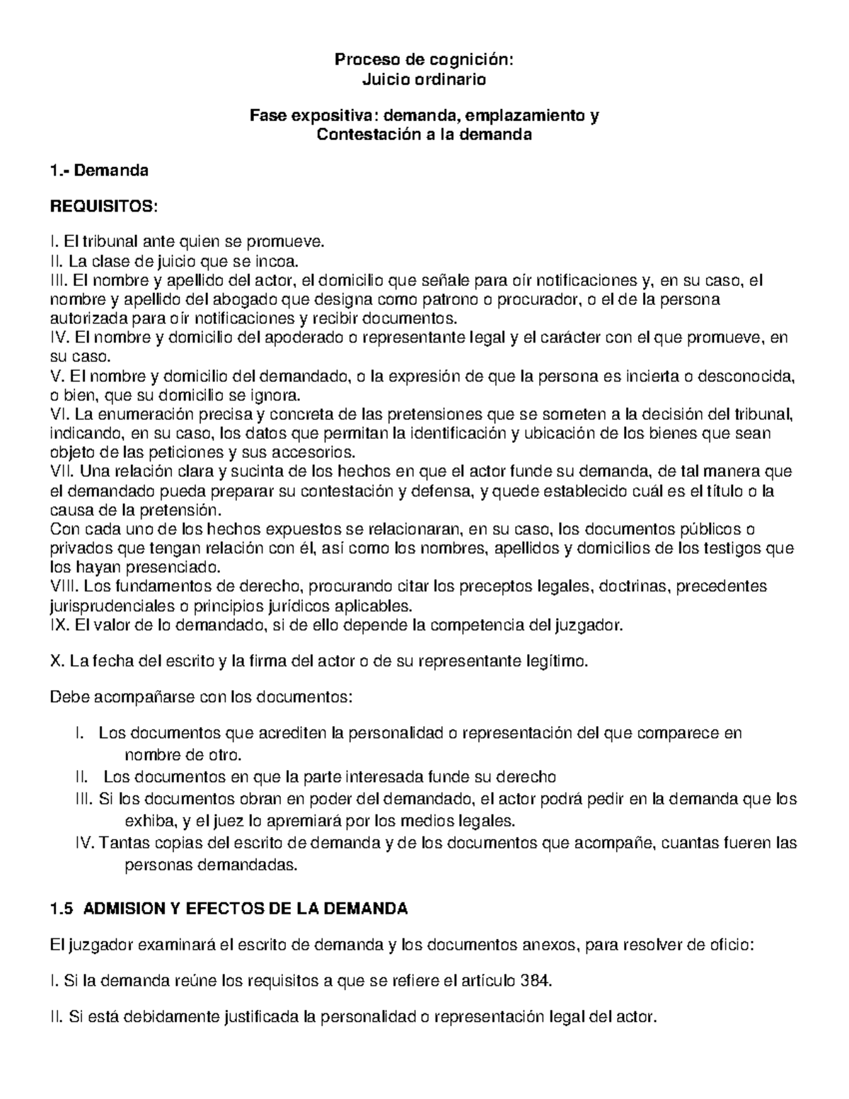 Juicio Ordinario - Proceso de cognición: Juicio ordinario Fase ...