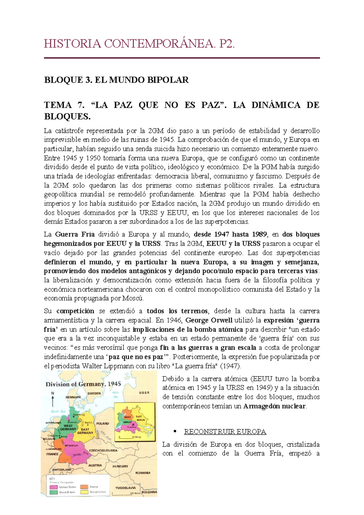 Historia ContemporáNEA - HISTORIA CONTEMPORÁNEA. P2. BLOQUE 3. EL MUNDO ...