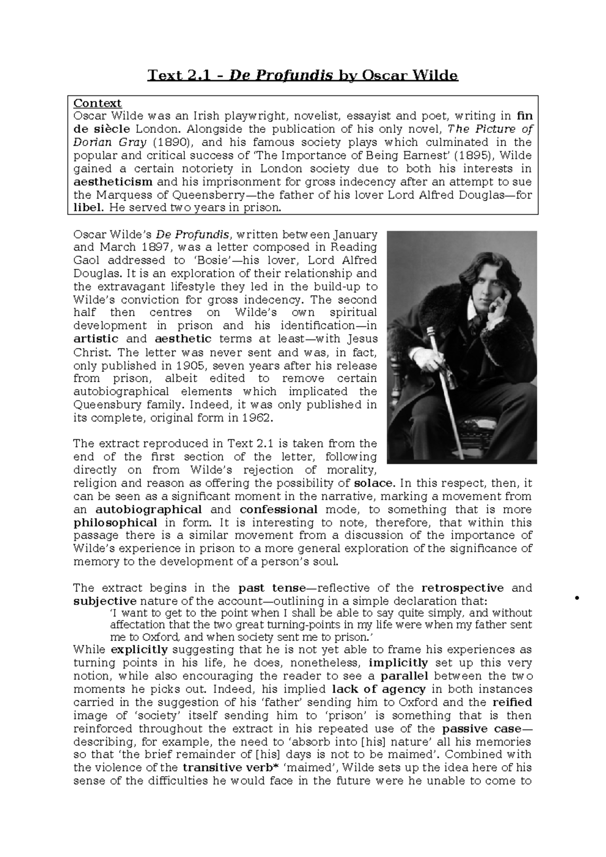 Oscar wilde de profundis - Text 2 – De Profundis by Oscar Wilde Context ...